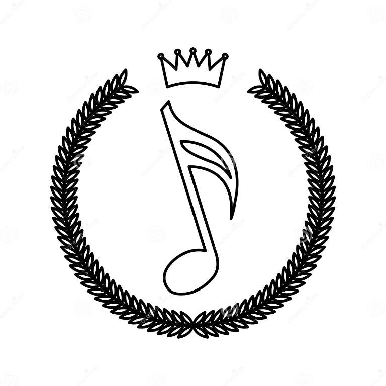 Wreath Frame with Music Note Hipster Style Stock Vector - Illustration ...