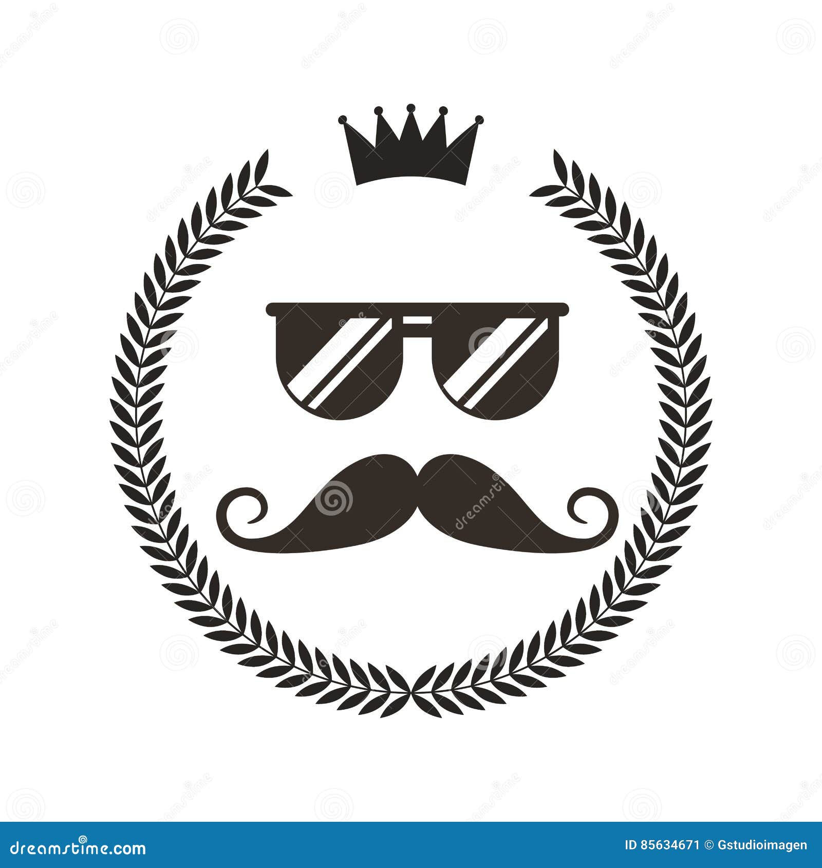 Wreath Frame with Mustache and Glasses Hipster Style Stock Vector ...
