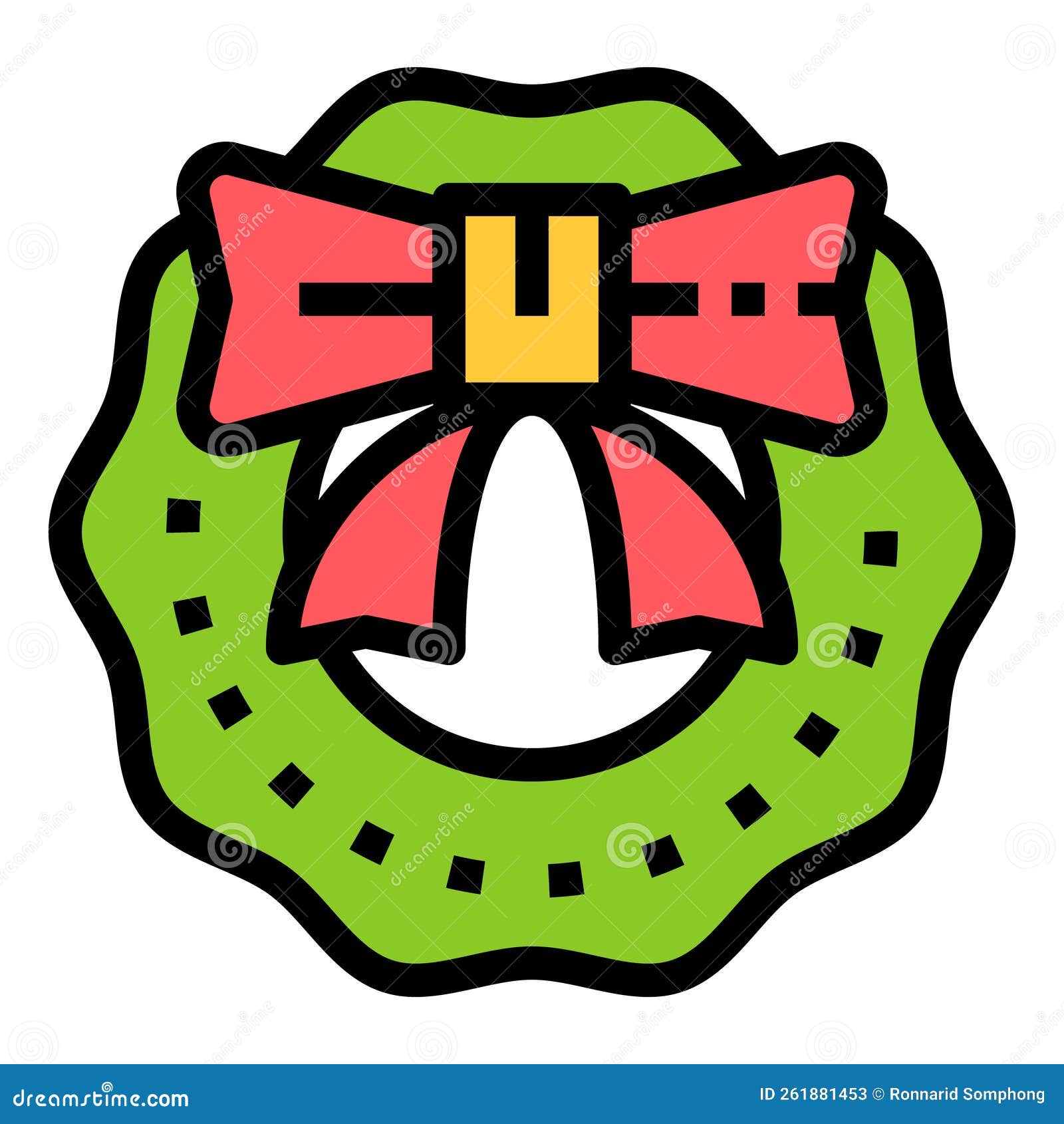 Wreath icon line color stock vector. Illustration of christmas - 261881453