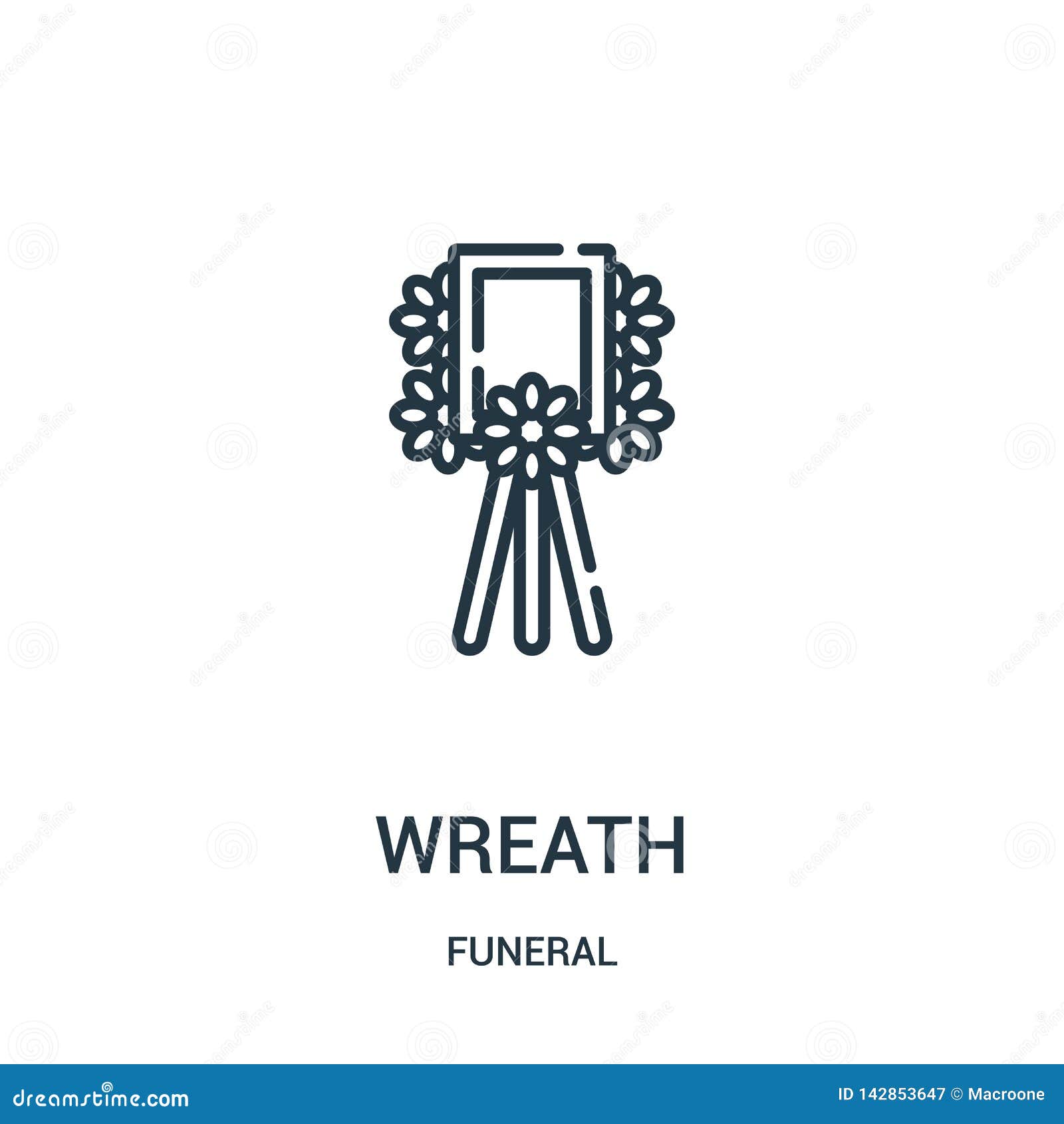 Wreath Icon Vector from Funeral Collection. Thin Line Wreath Outline ...