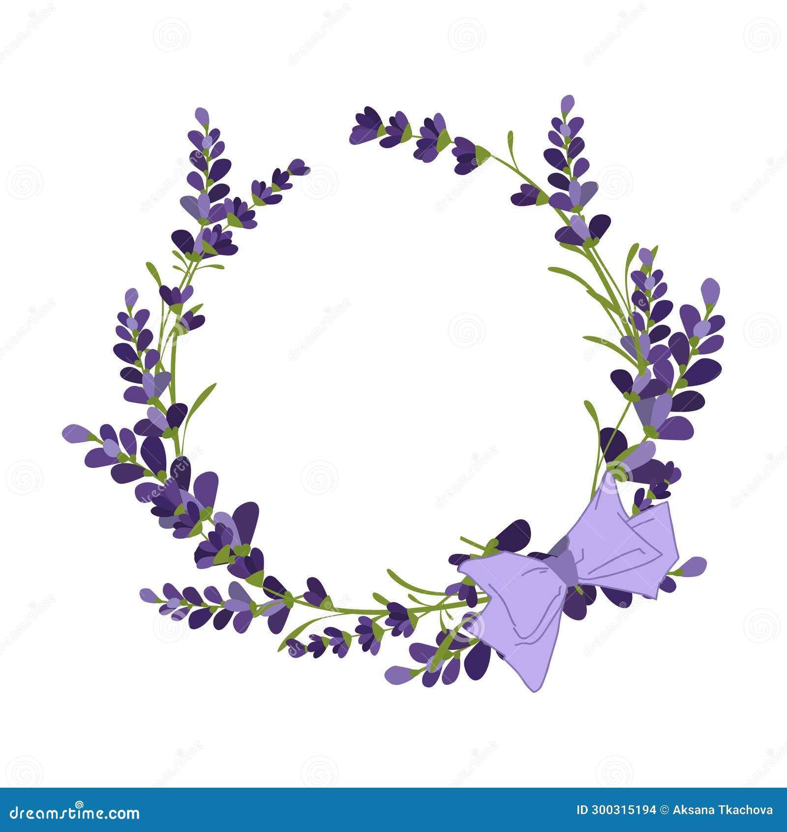 A Wreath of Lavender Flowers with a Delicate Lavender Bow, Postcard ...