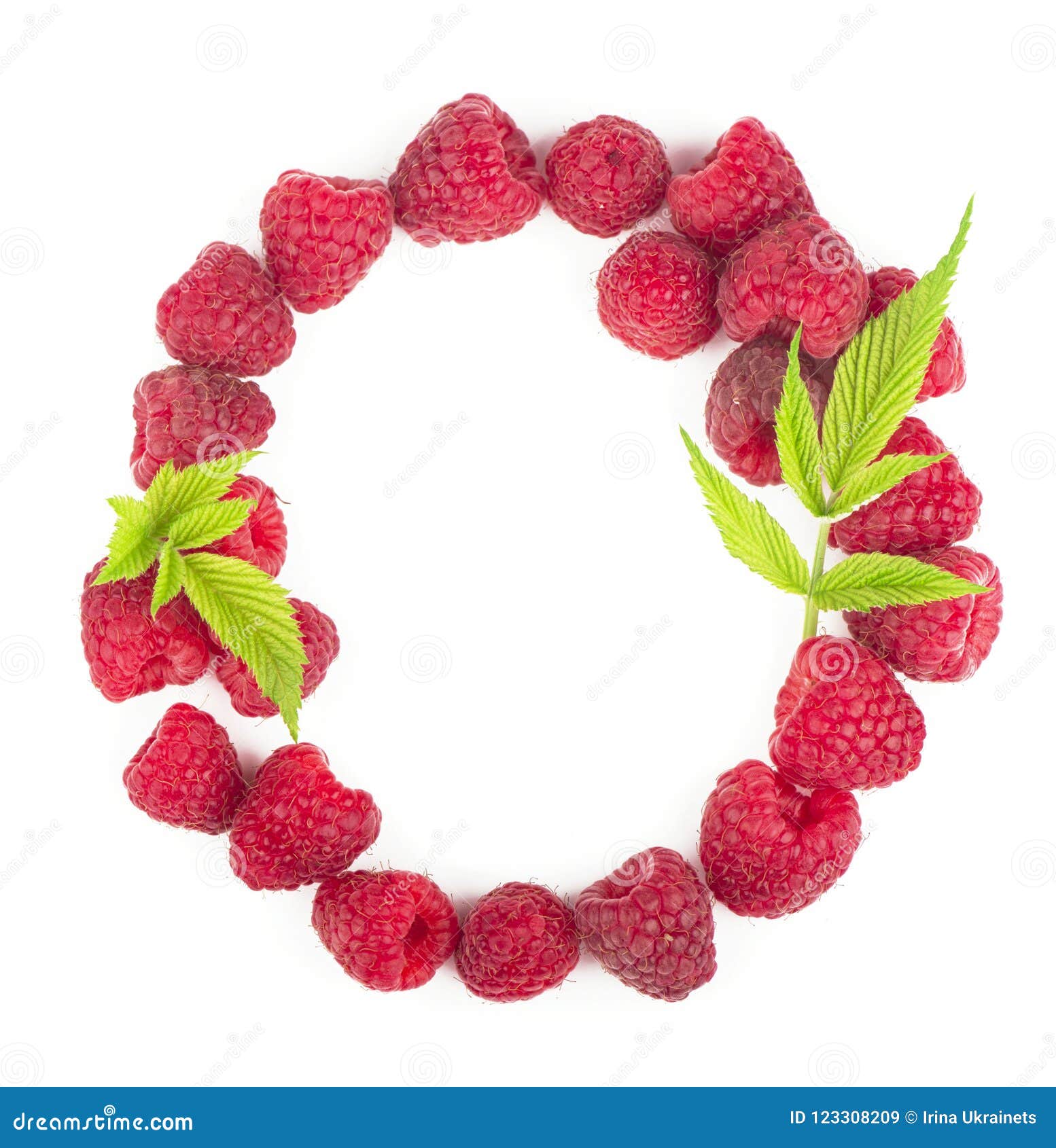 Wreath Made of Raspberries on White Background Stock Image - Image of ...