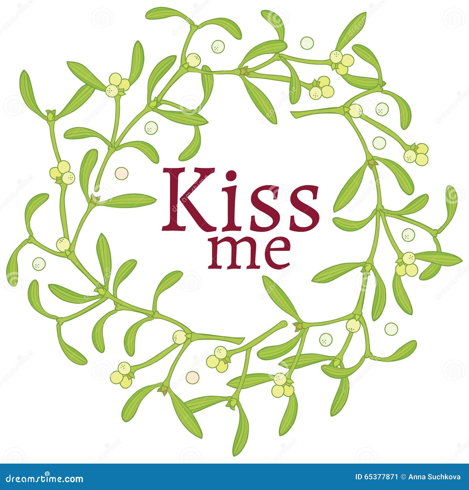 Wreath of mistletoe stock vector. Illustration of print - 65377871