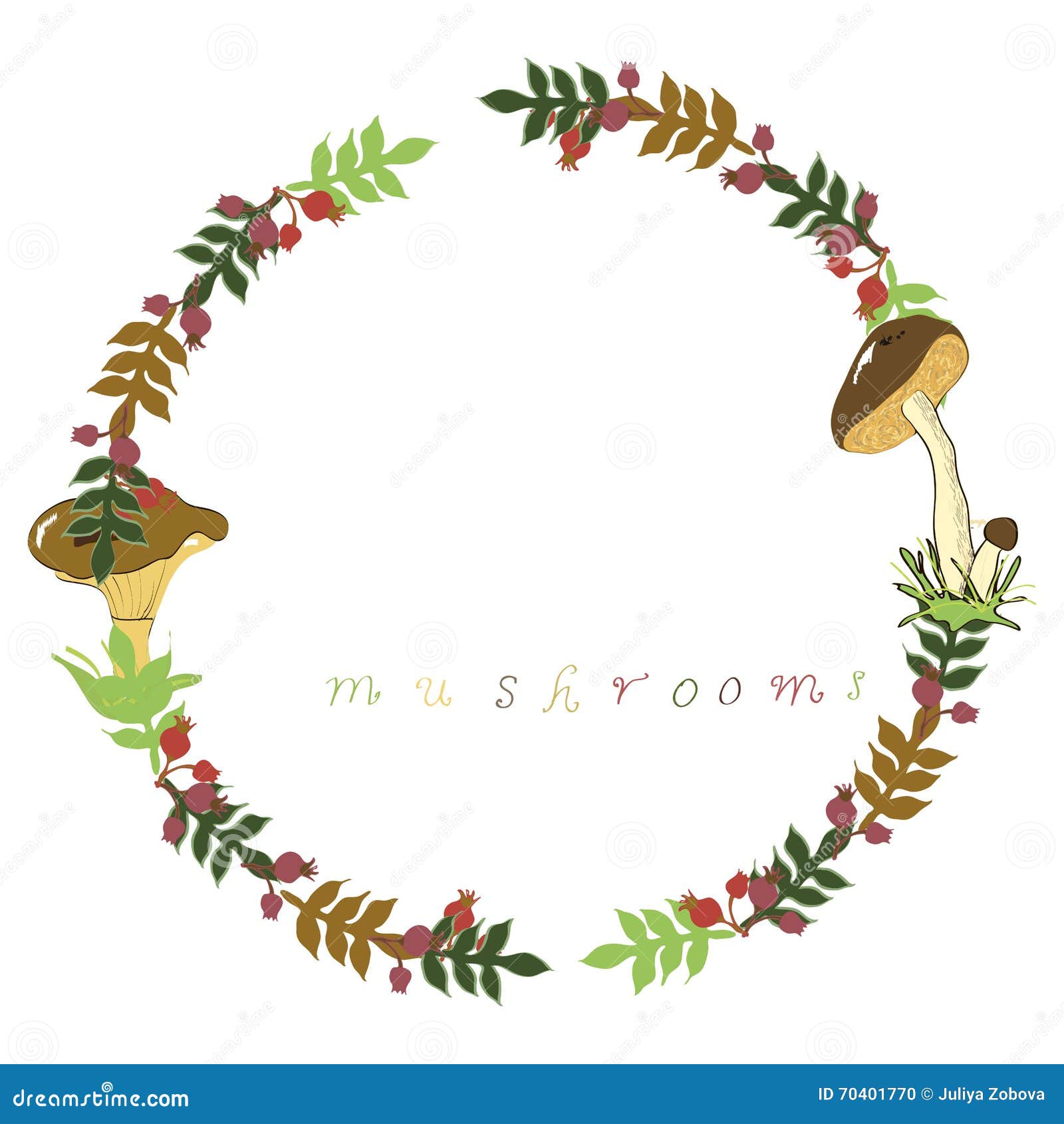 Wreath mushrooms stock vector. Illustration of greeting - 70401770