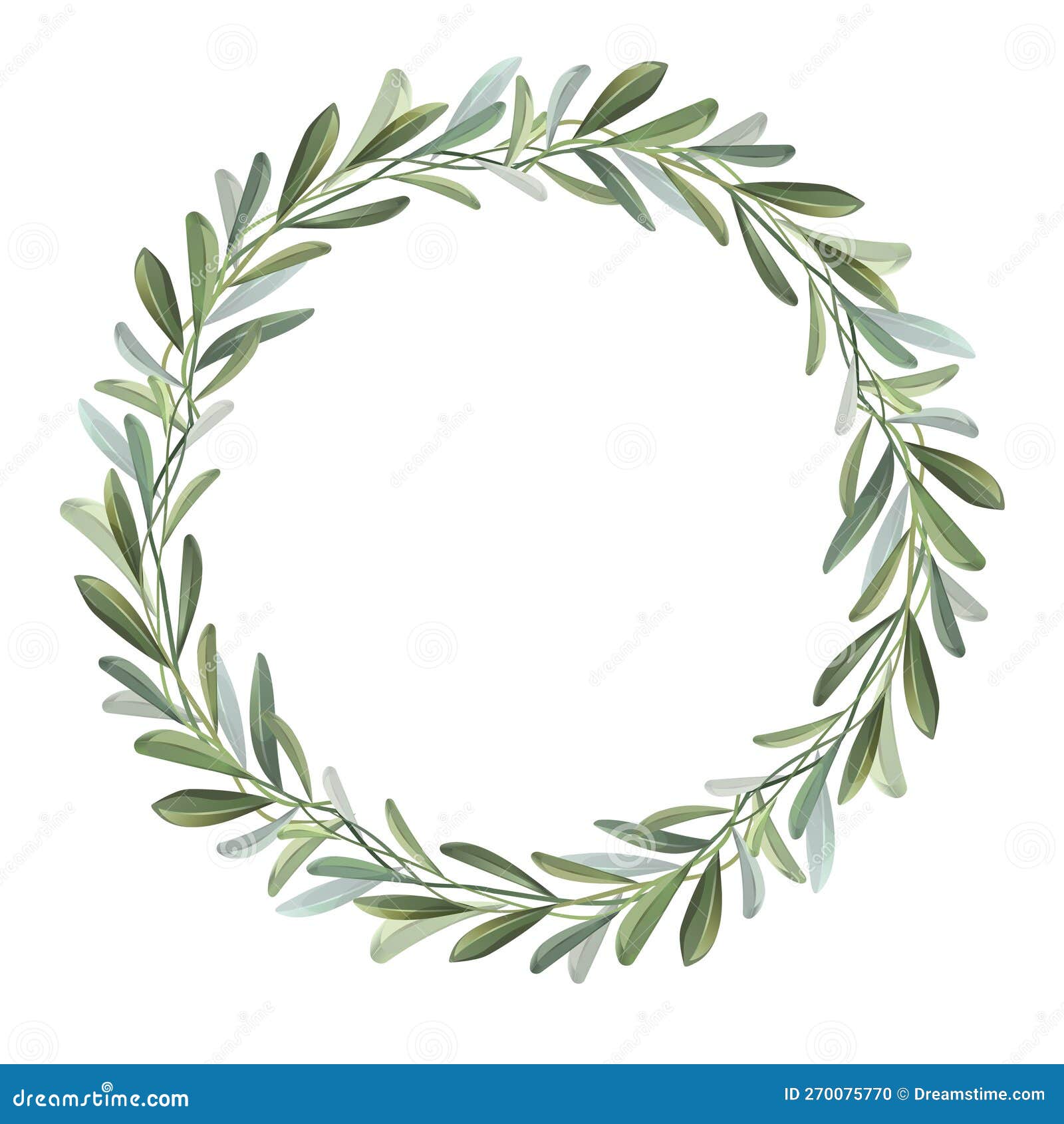 Wreath with Olive Branches. Green Wreath Design Stock Illustration ...