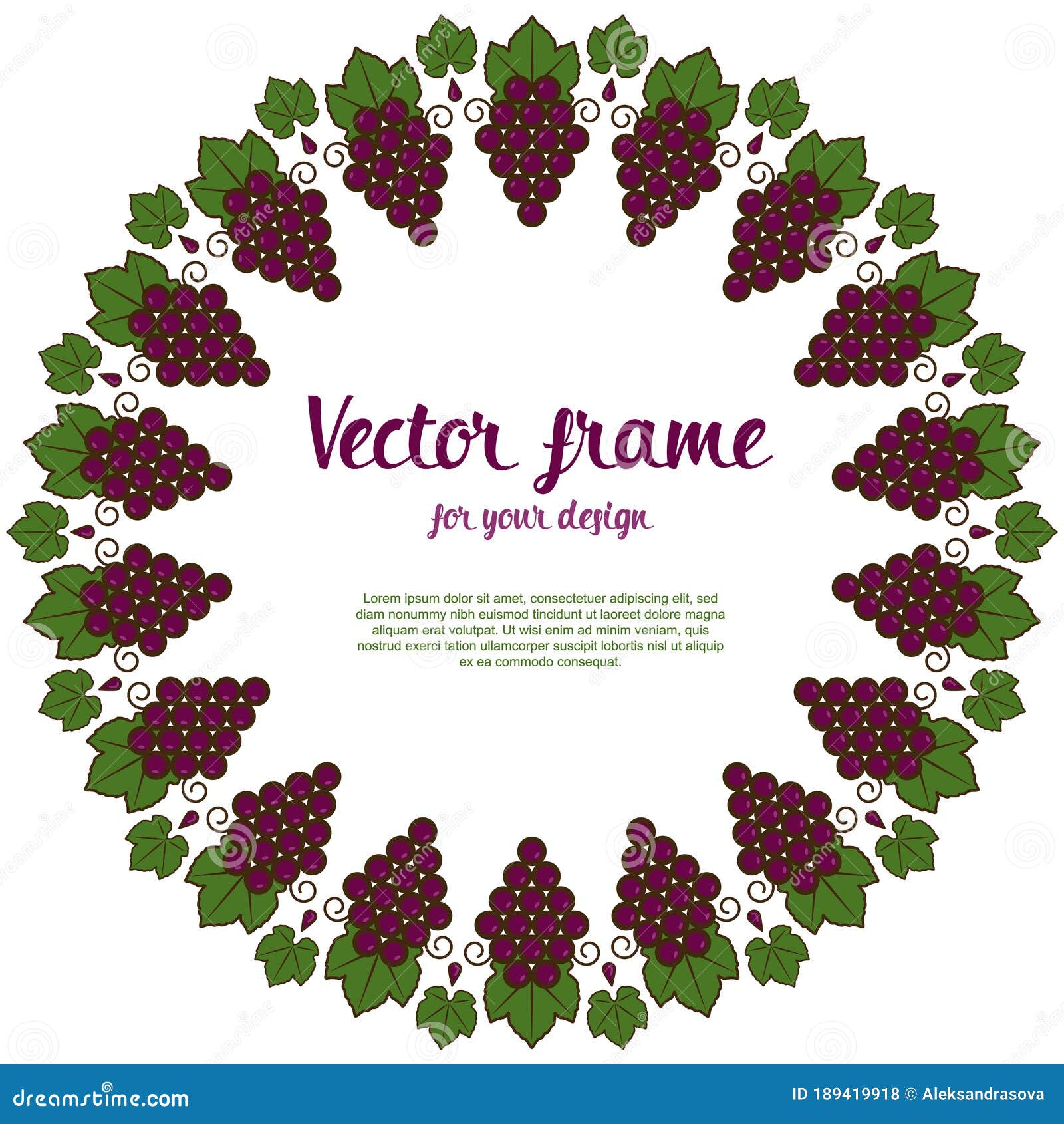 Wreath with Purple Grape. Round Frame Bunches of Grapes Stock Vector ... Wreath with Purple Grape. Round Frame Bunches of Grapes Stock Vector ...