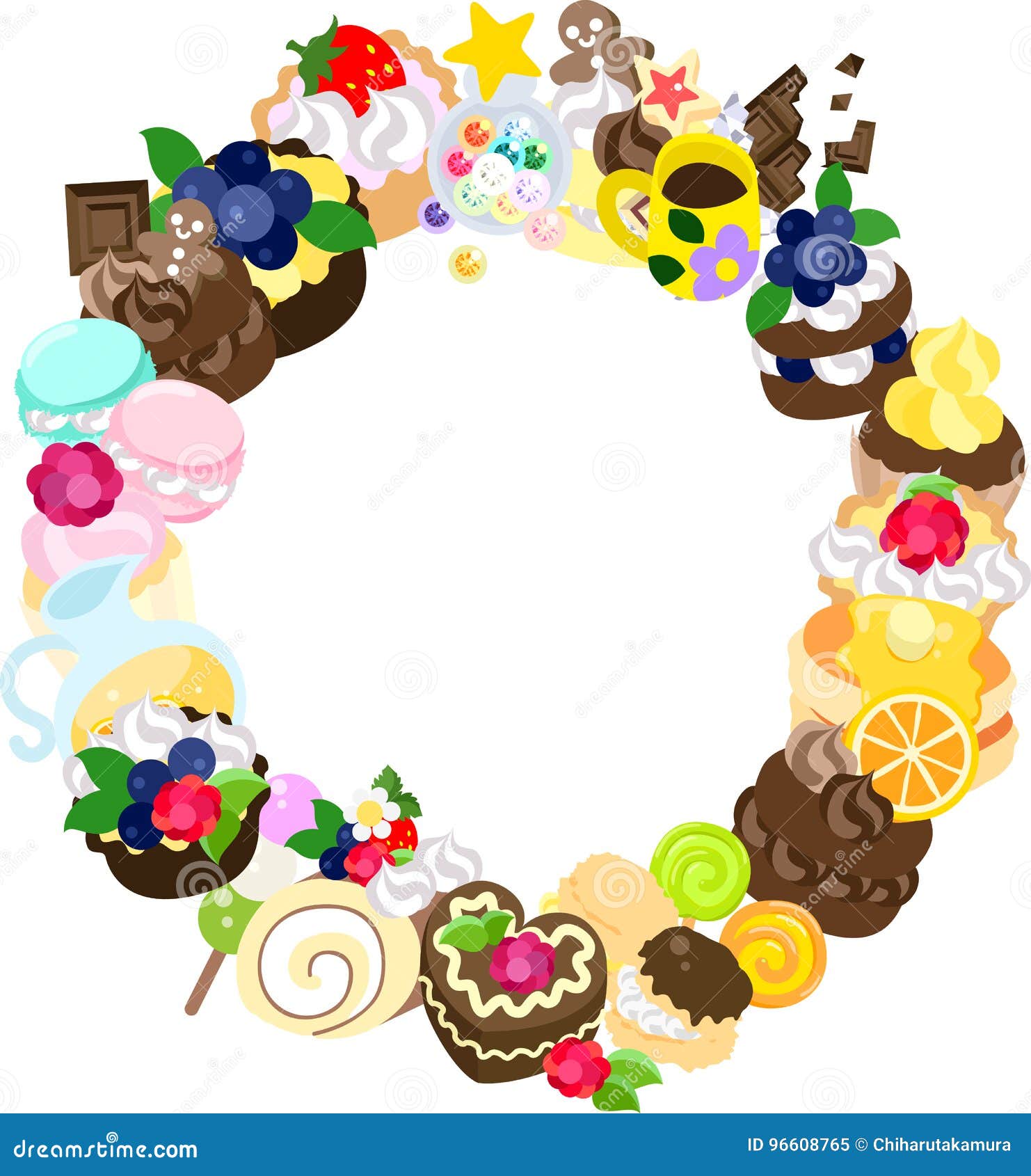 The wreath of sweets stock vector. Illustration of graphic - 96608765