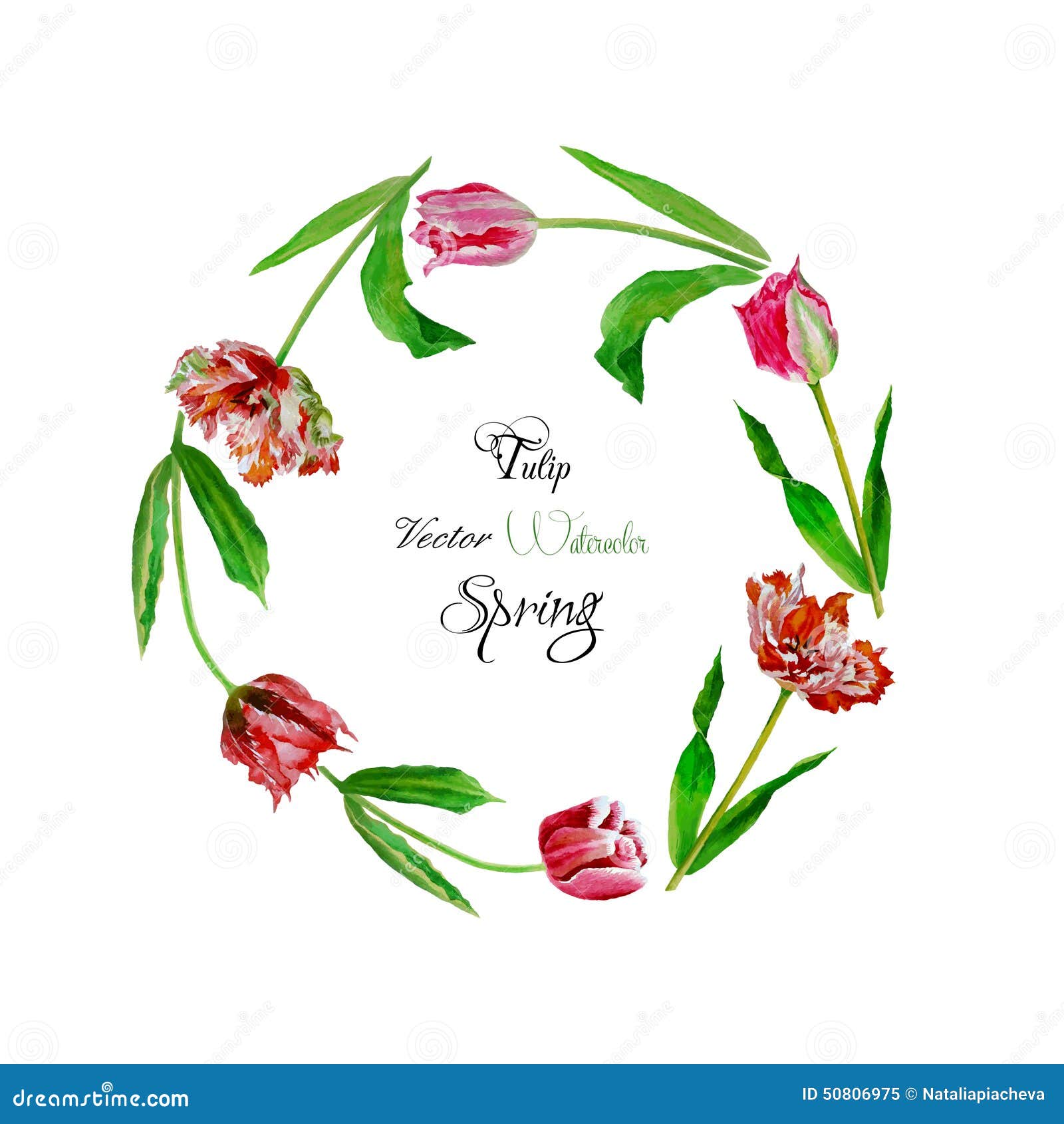 Wreath with tulips-02 stock vector. Illustration of tulip - 50806975