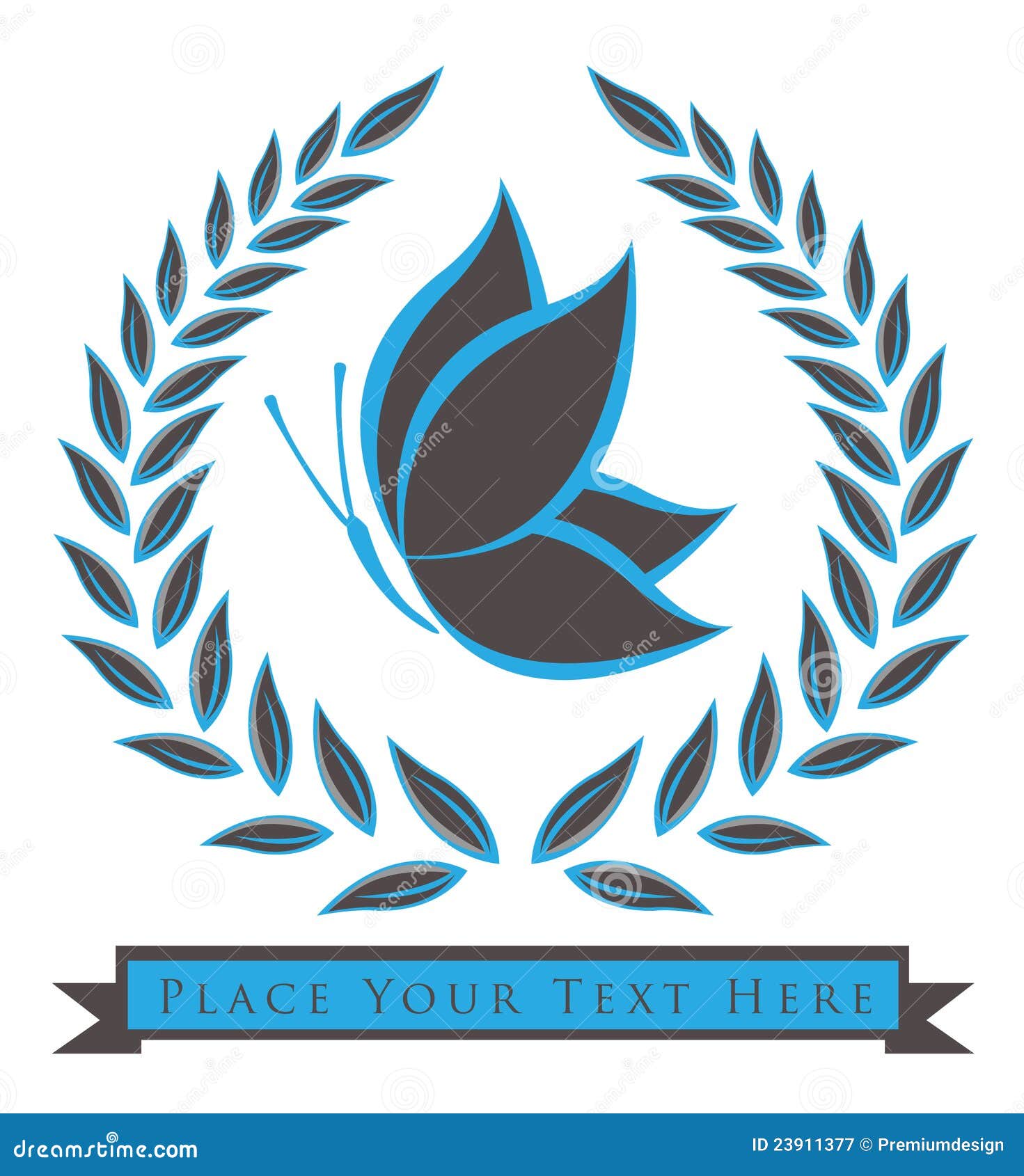 Wreaths & Butterfly Sign Stock Vector - Illustration of decoration ...