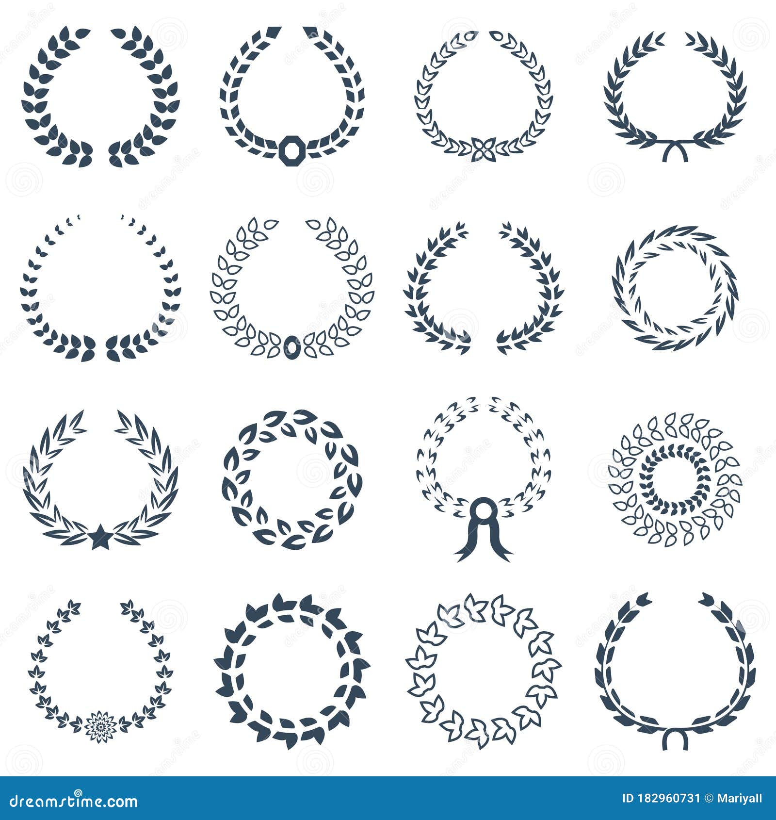Wreaths Collection Vector Icon Set. Vector Symbols. Vector Illustration ...