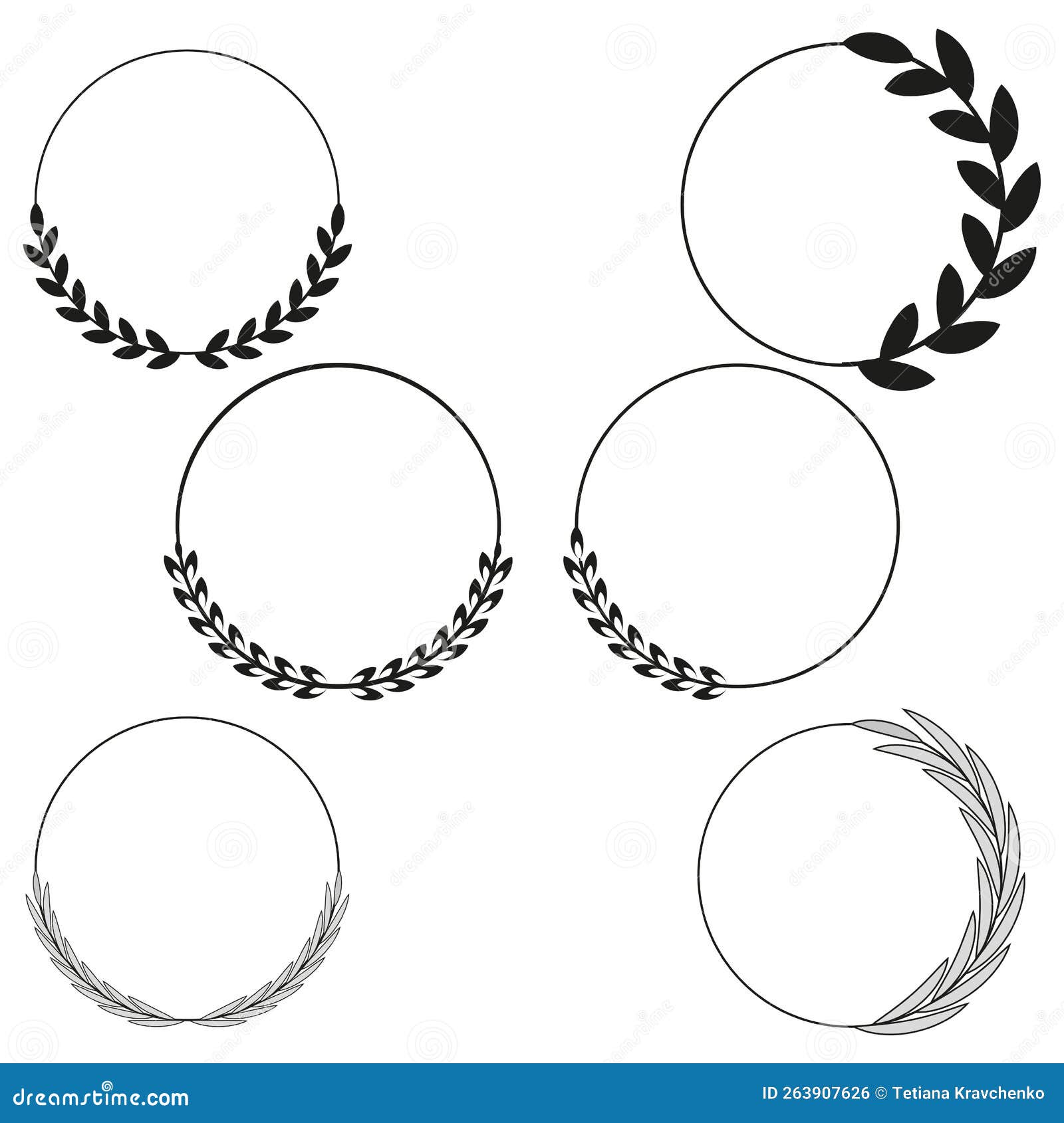 Wreaths Lines in Rustic Style. Spring Floral Pattern. Wedding ...