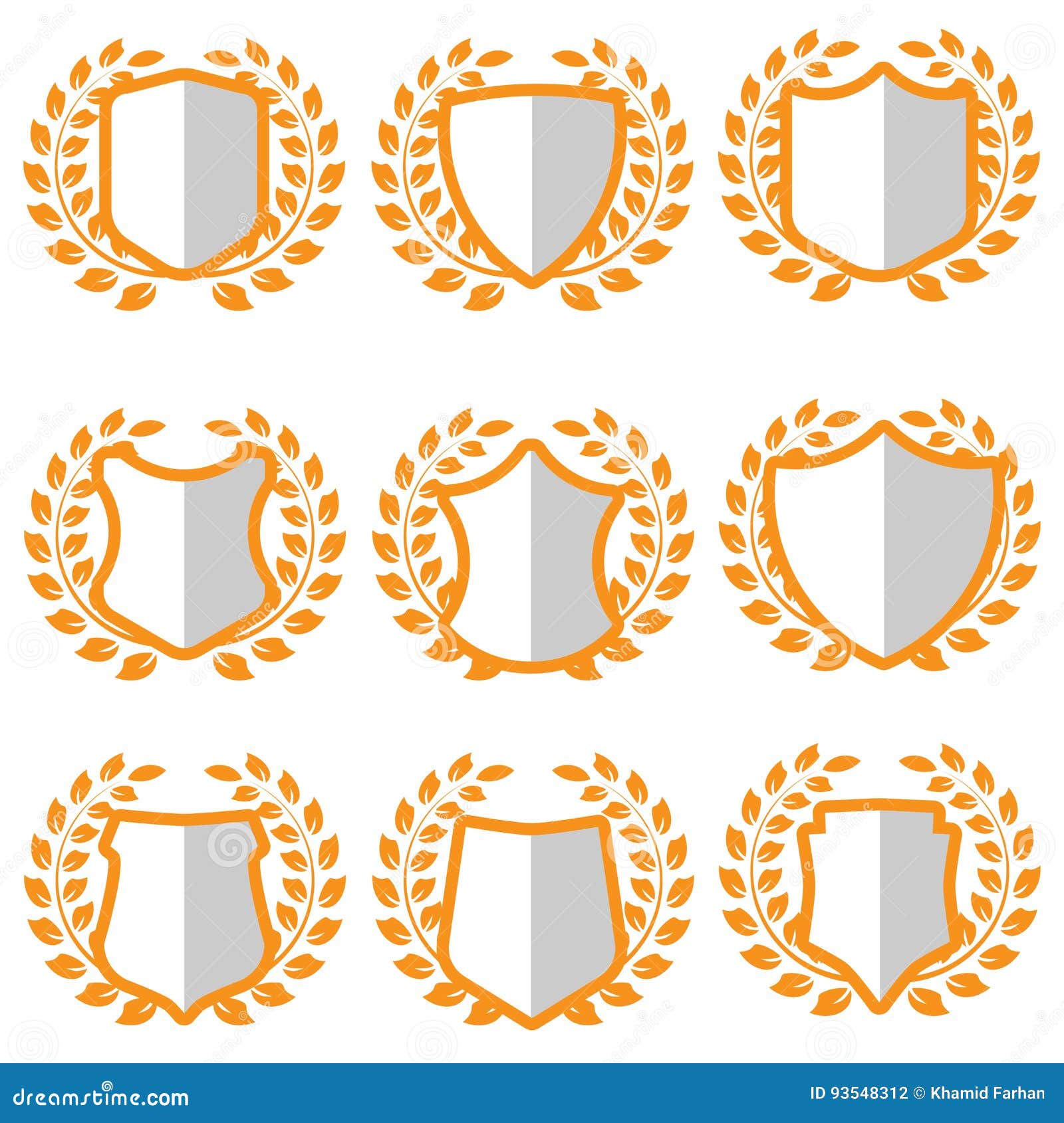 Wreaths Shield stock vector. Illustration of cartoon - 93548312