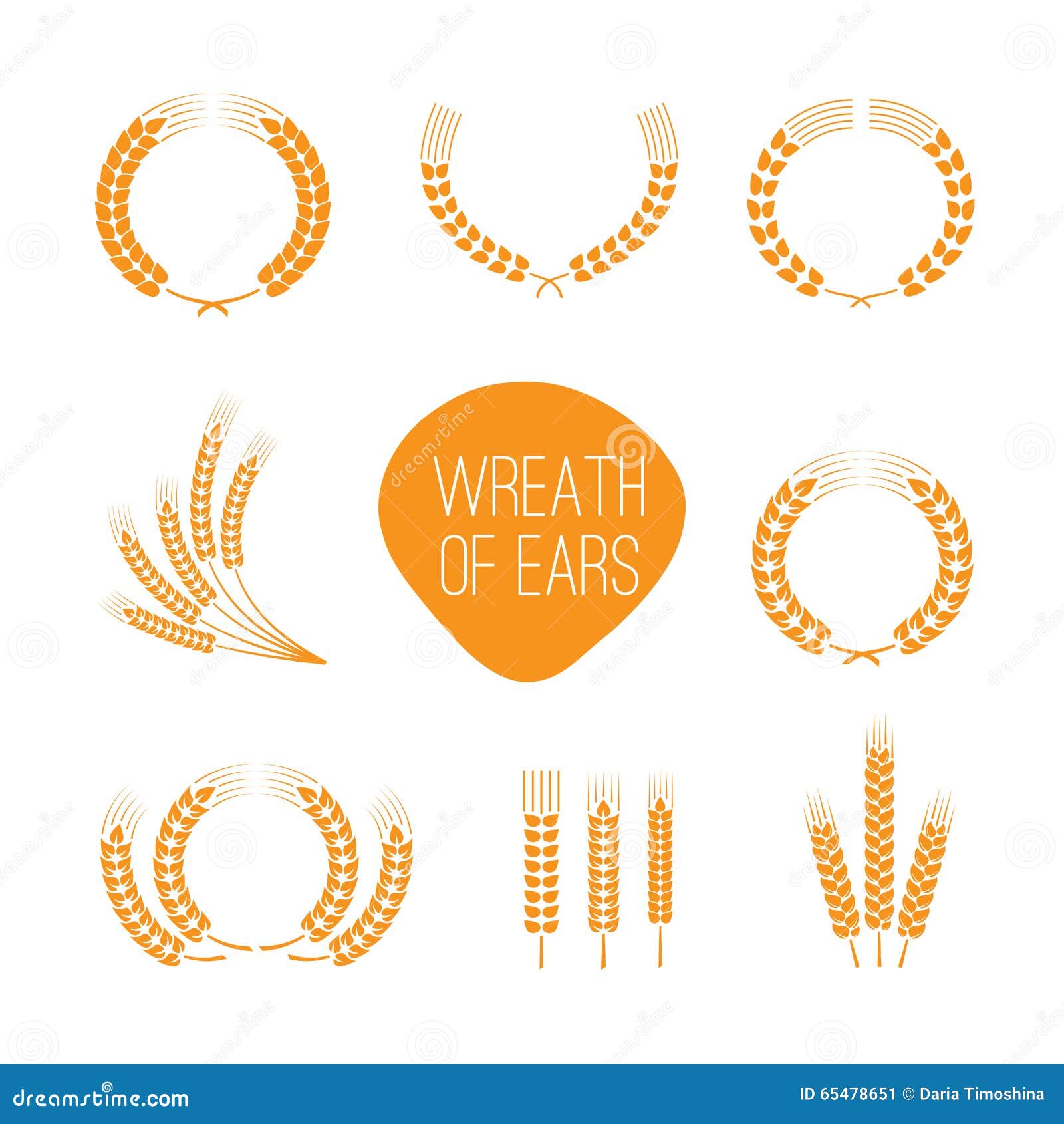 Set Of Wreaths,wheat Circular Laurel Heraldry Vector Illustration ...