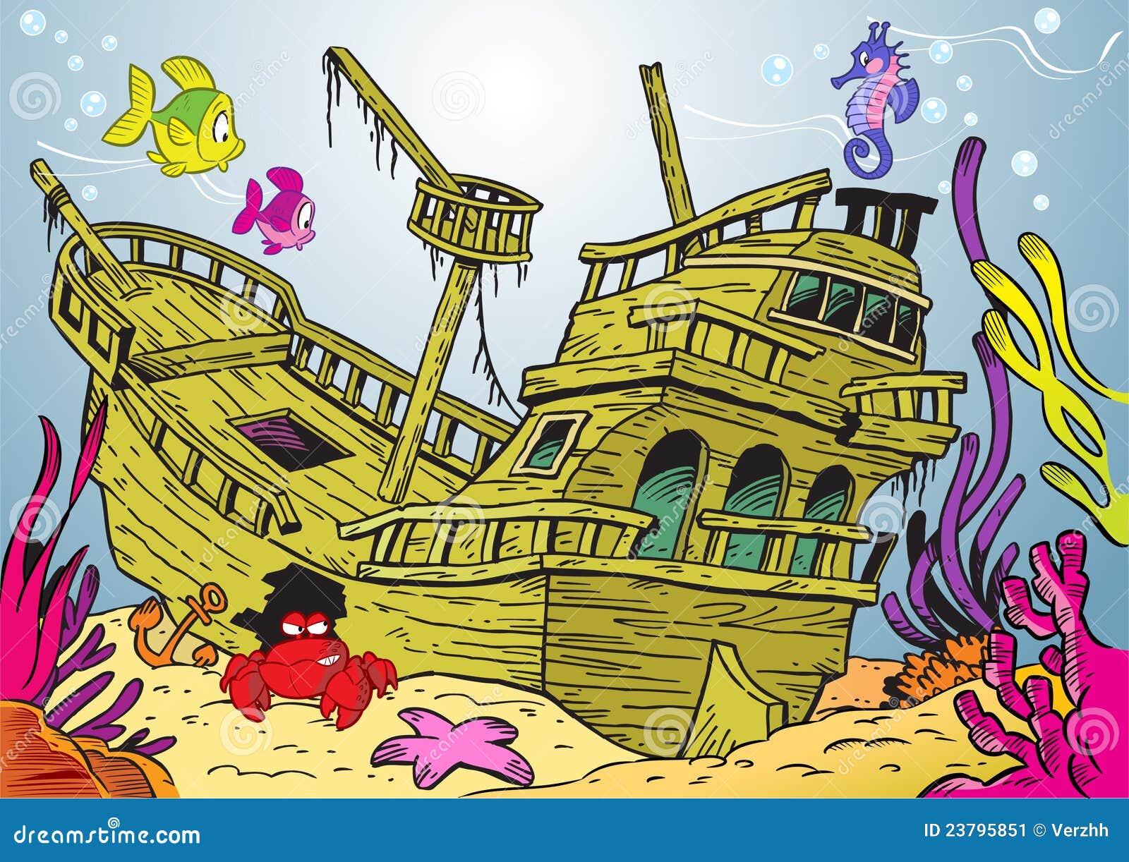 Wreck stock vector. Illustration of cartoon, ship, bottom - 23795851