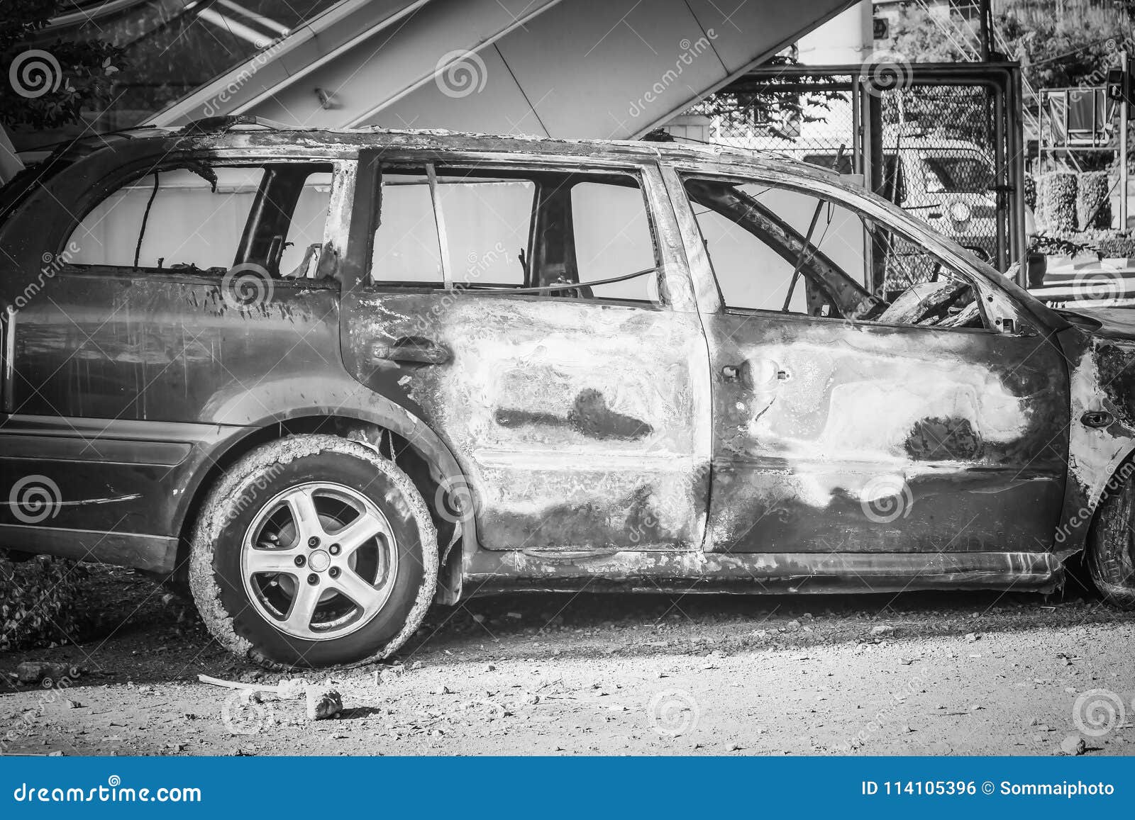 Wreck the Car after the Fire Stock Photo - Image of environment, alba ...