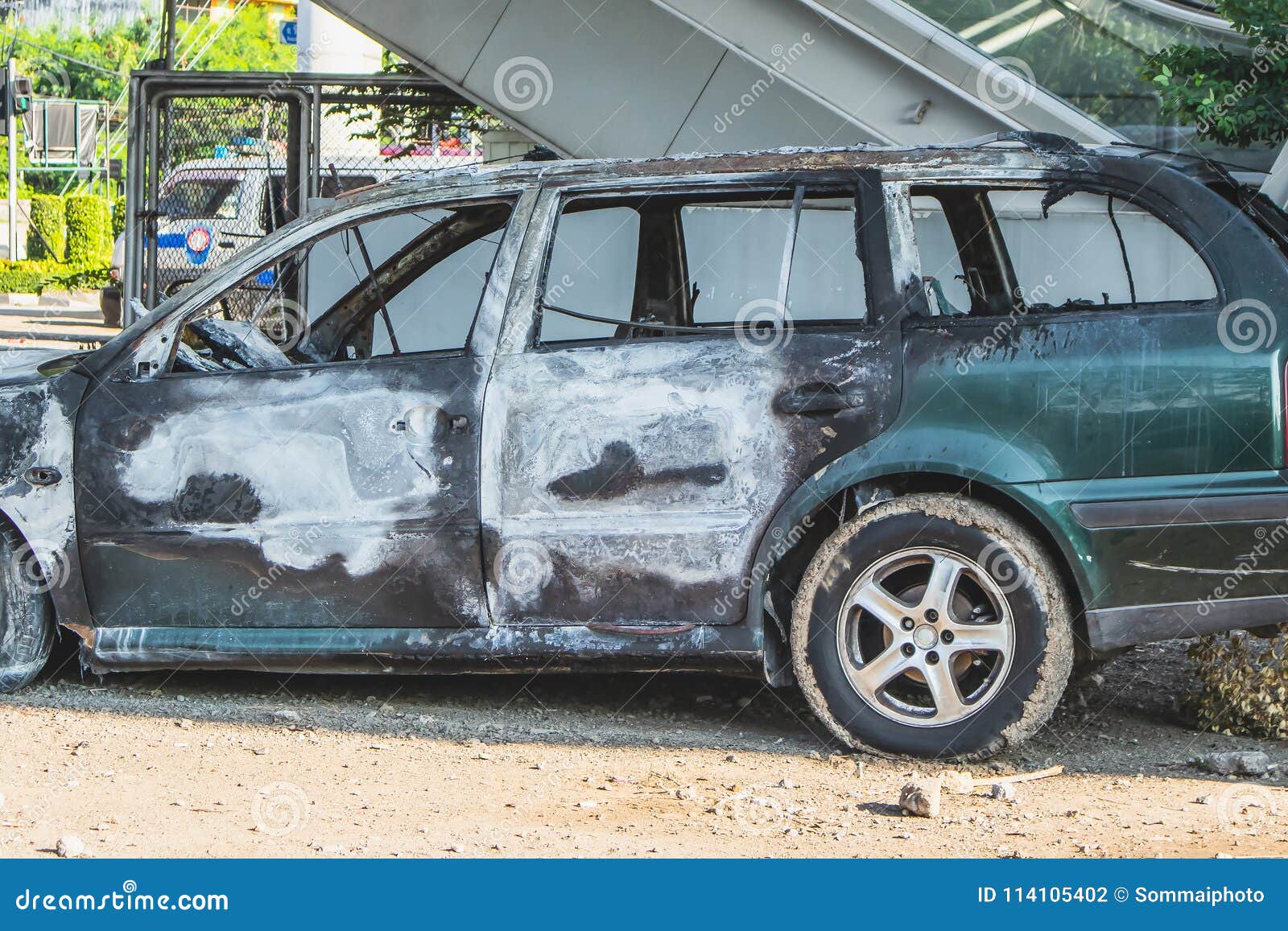 Wreck the Car after the Fire Stock Photo - Image of aroma, fire: 114105402