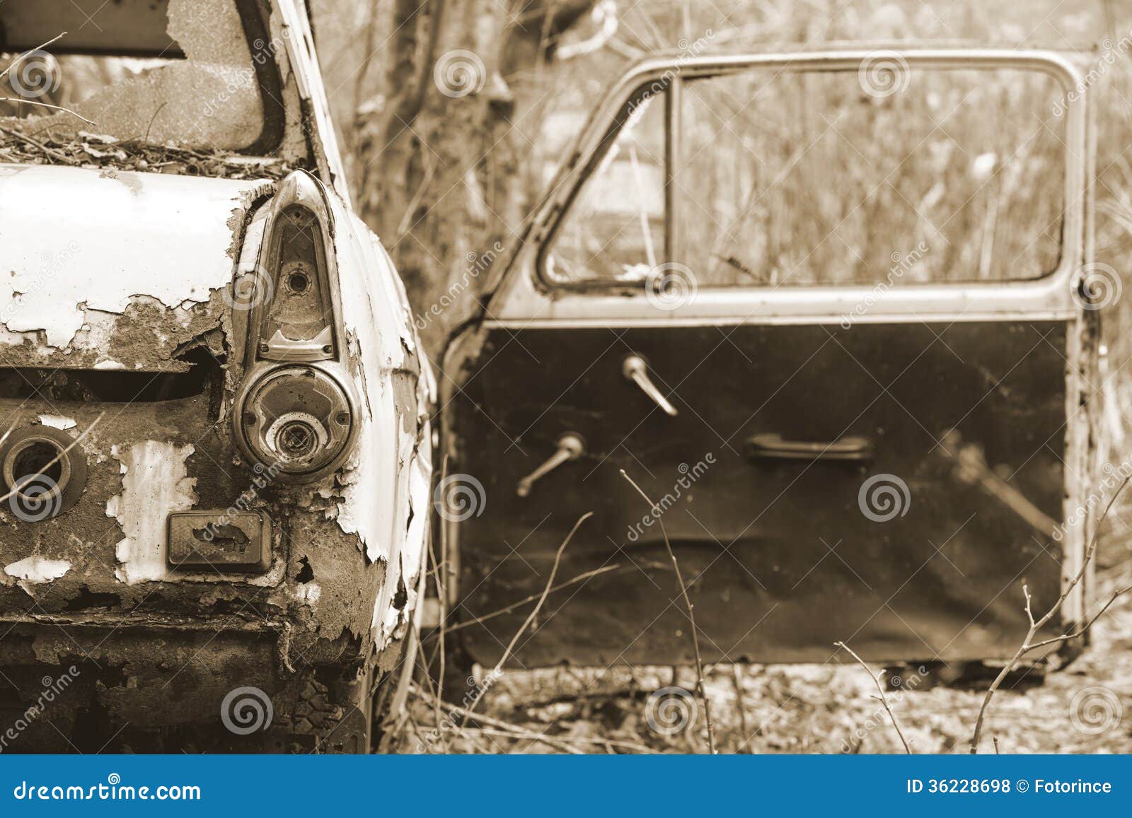Wreck of old car stock photo. Image of sepia, transport - 36228698