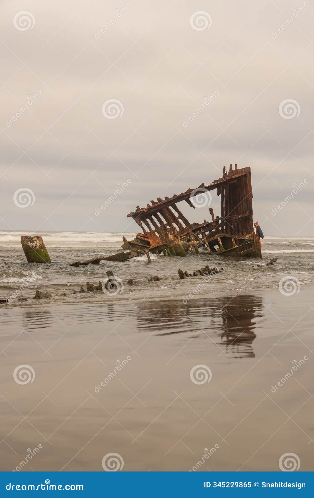 Wreck of the Peter Iredale Along Pacific Coast in Oregon Stock Image ...