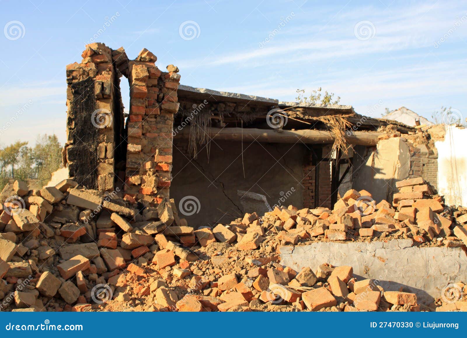Wreck of the Wall after Earthquake Disaster Stock Photo - Image of ...