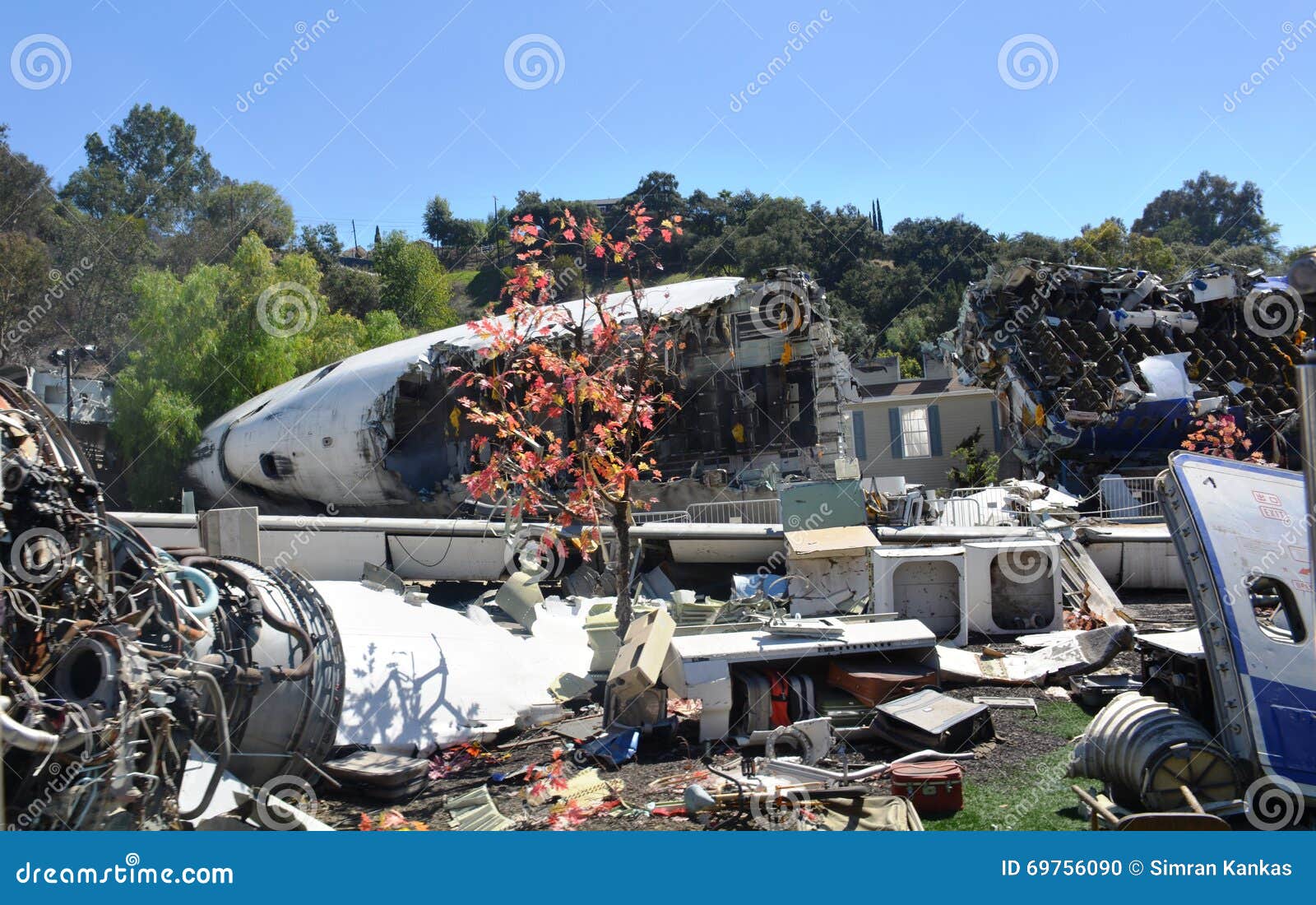 Wreckage of a Crashed Airplane on the Ground Stock Photo - Image of ...