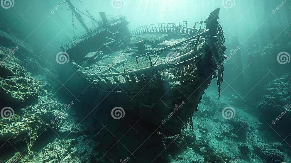 The Wreckage of a Medieval Shipwreck Under Stock Image - Image of ...