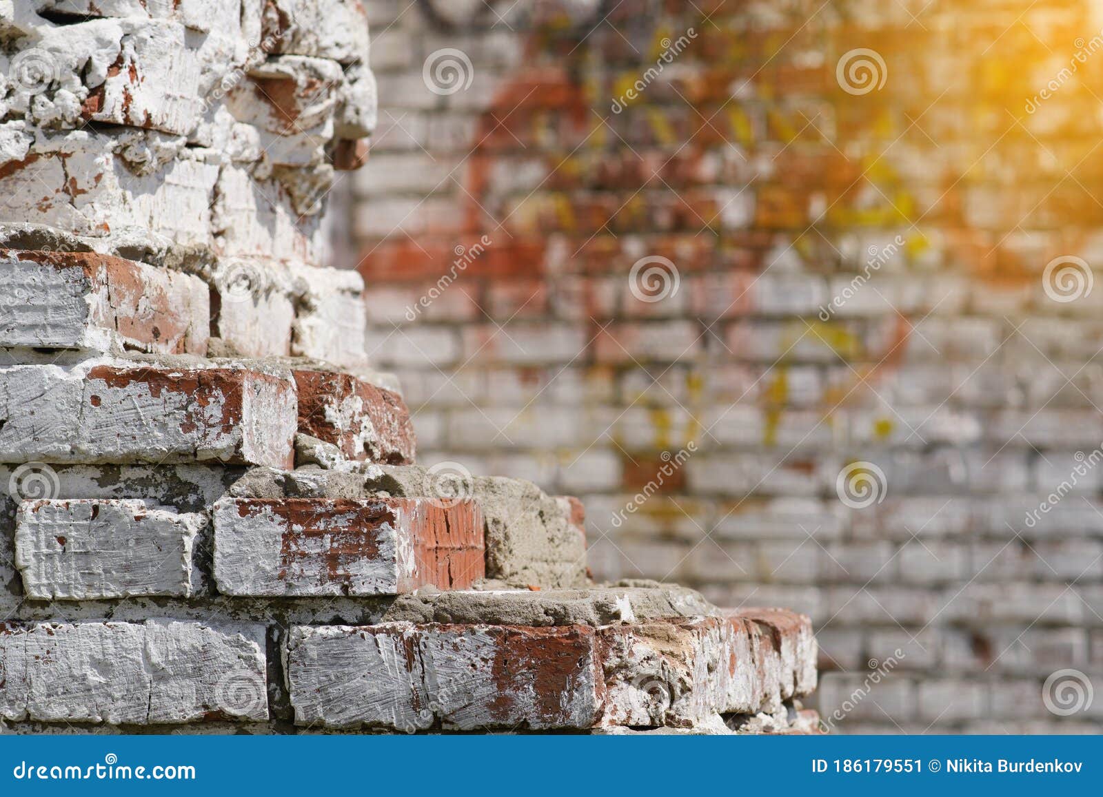 The Wreckage of an Old Brick Wall. Stock Image - Image of demolition ...