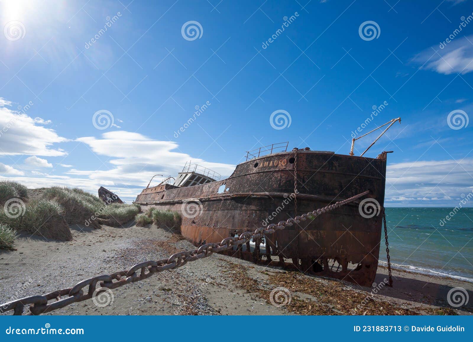 Wreckages on San Gregorio Beach, Chile Historic Site Stock Image ...