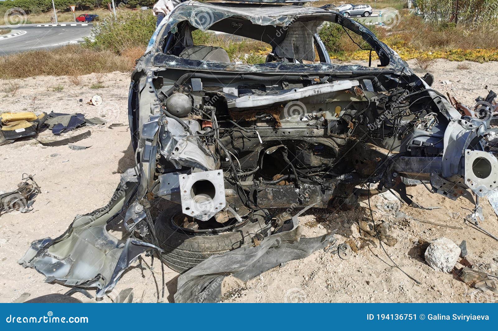 Wrecked Abandoned Burnt Out Car with Melted Interior - Fire Damage ...