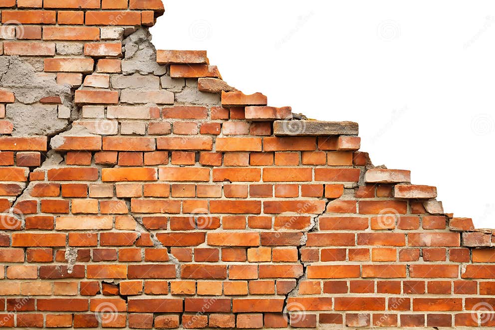 A Wrecked Brick Wall, and on the Side a White Background for the Design ...