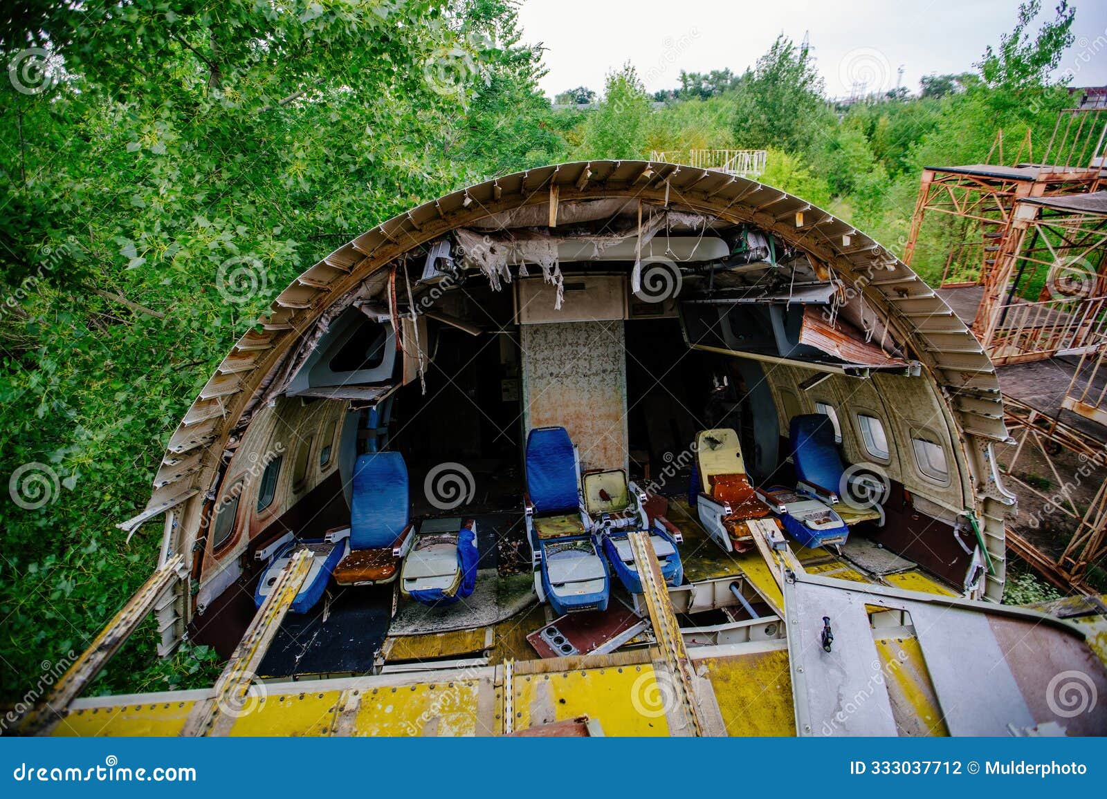 Wrecked Broken Passenger Airplane. Air Crash Stock Photo - Image of ...