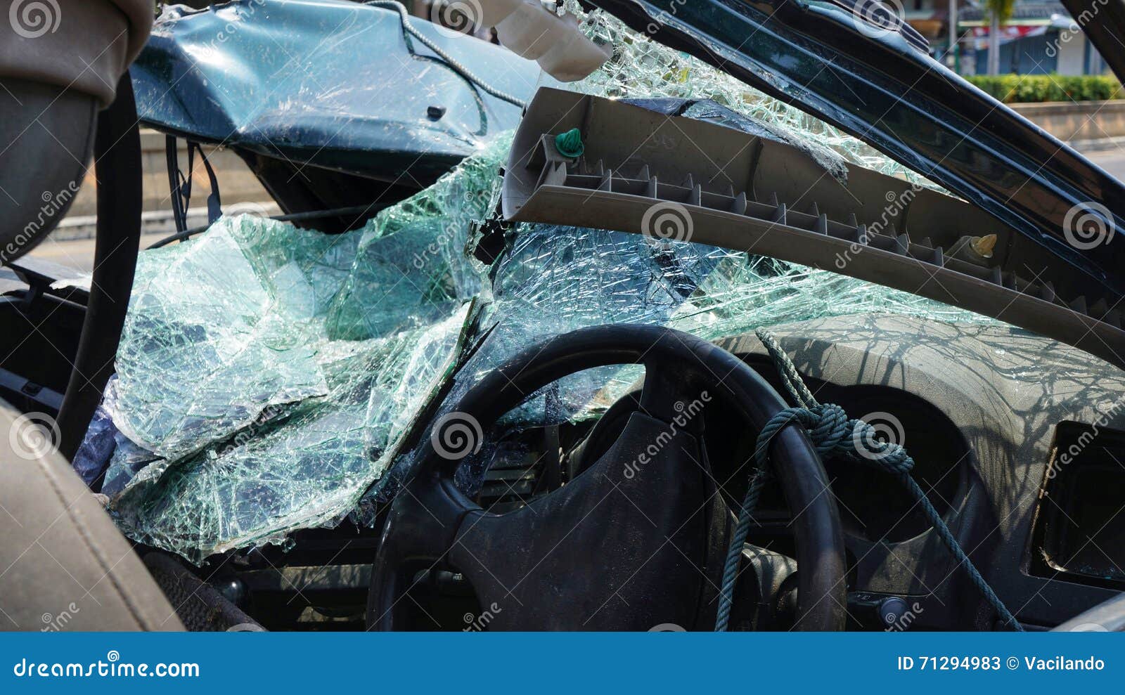 Wrecked Car Damaged Windshield Stock Image - Image of broken, damaged ...