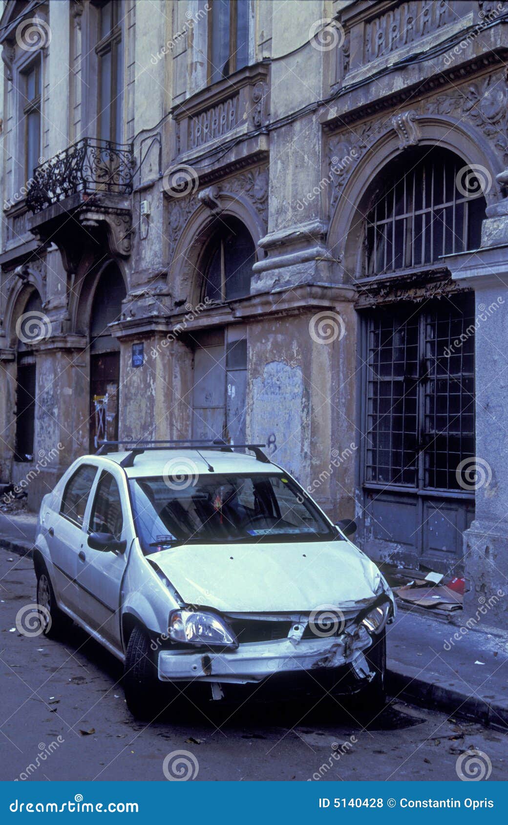 Wrecked car on street stock photo. Image of mangle, passenger - 5140428