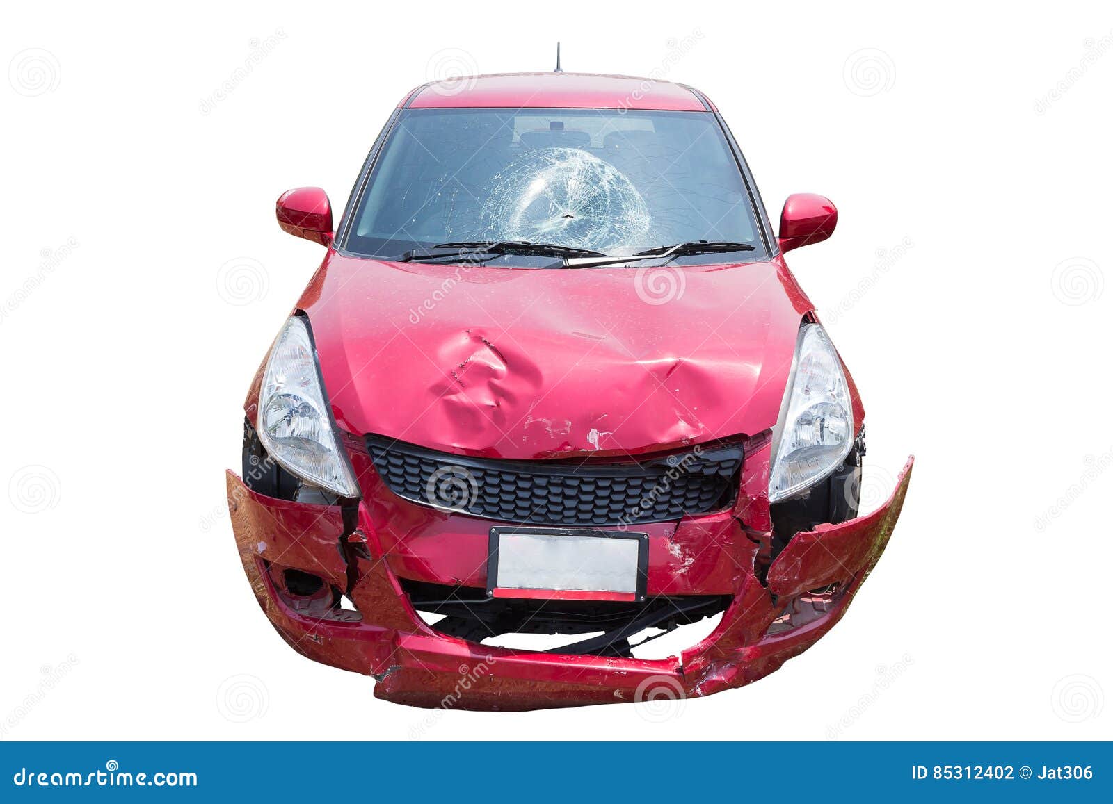 Wrecked Red Car Isolated White Stock Photos - Free & Royalty-Free Stock ...
