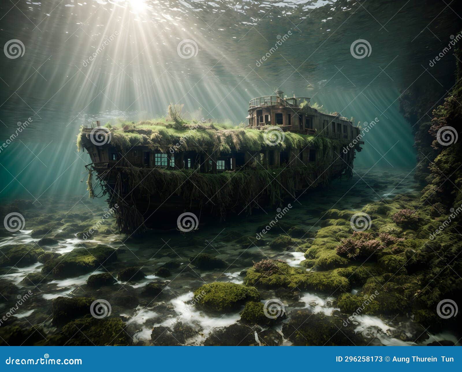 A Sunken Ship Under the Ocean Stock Image - Image of sunken, tropical ...