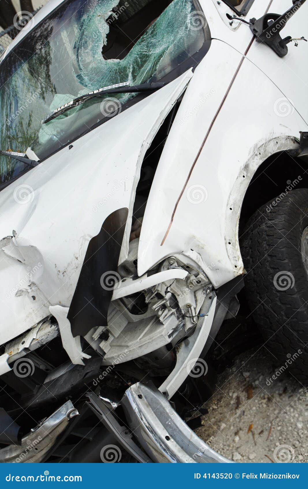 Wrecked Vehicle stock photo. Image of wreck, bent, white - 4143520