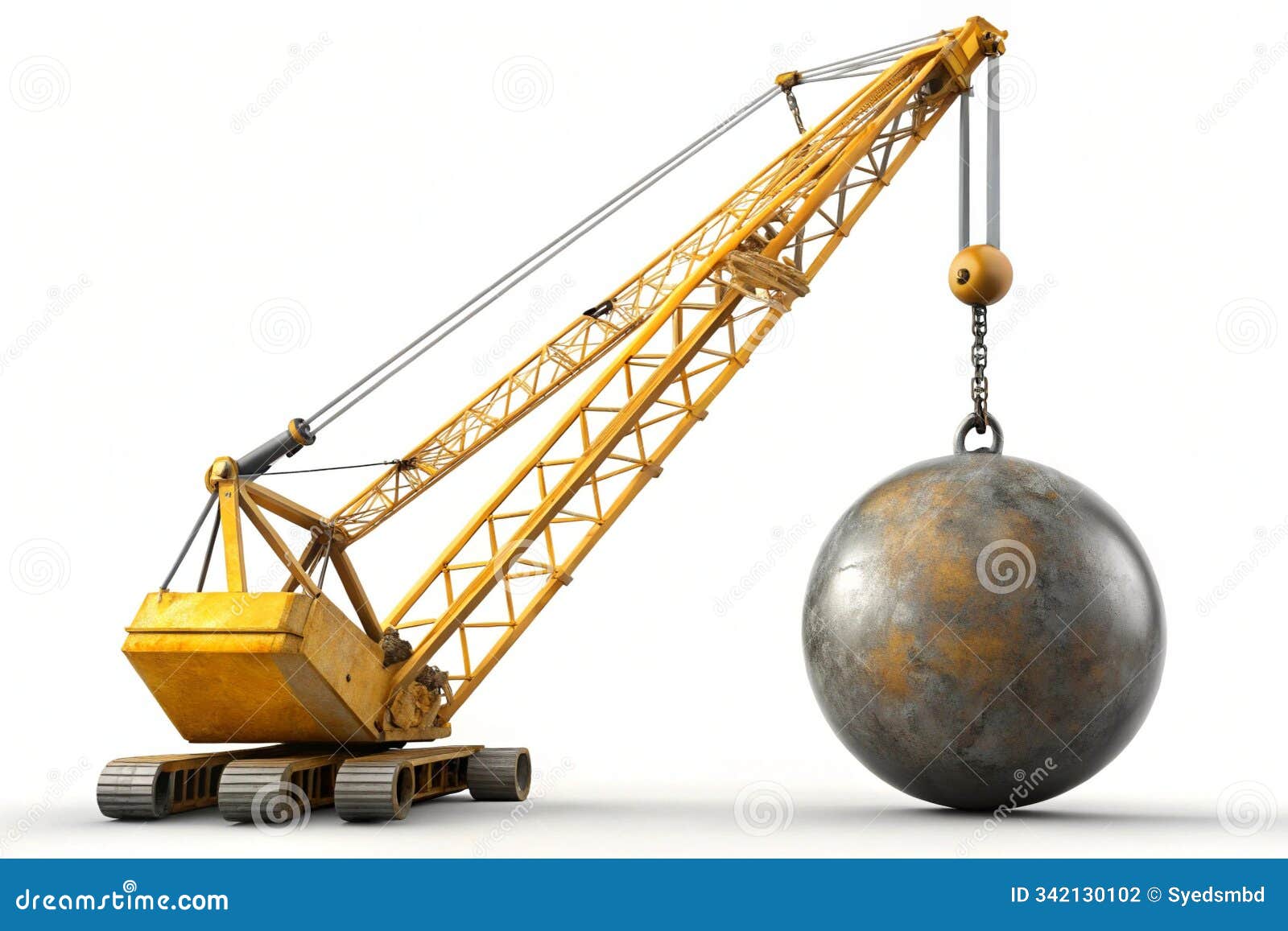 Wrecking Ball Crane,isolated on White Background Stock Illustration ...