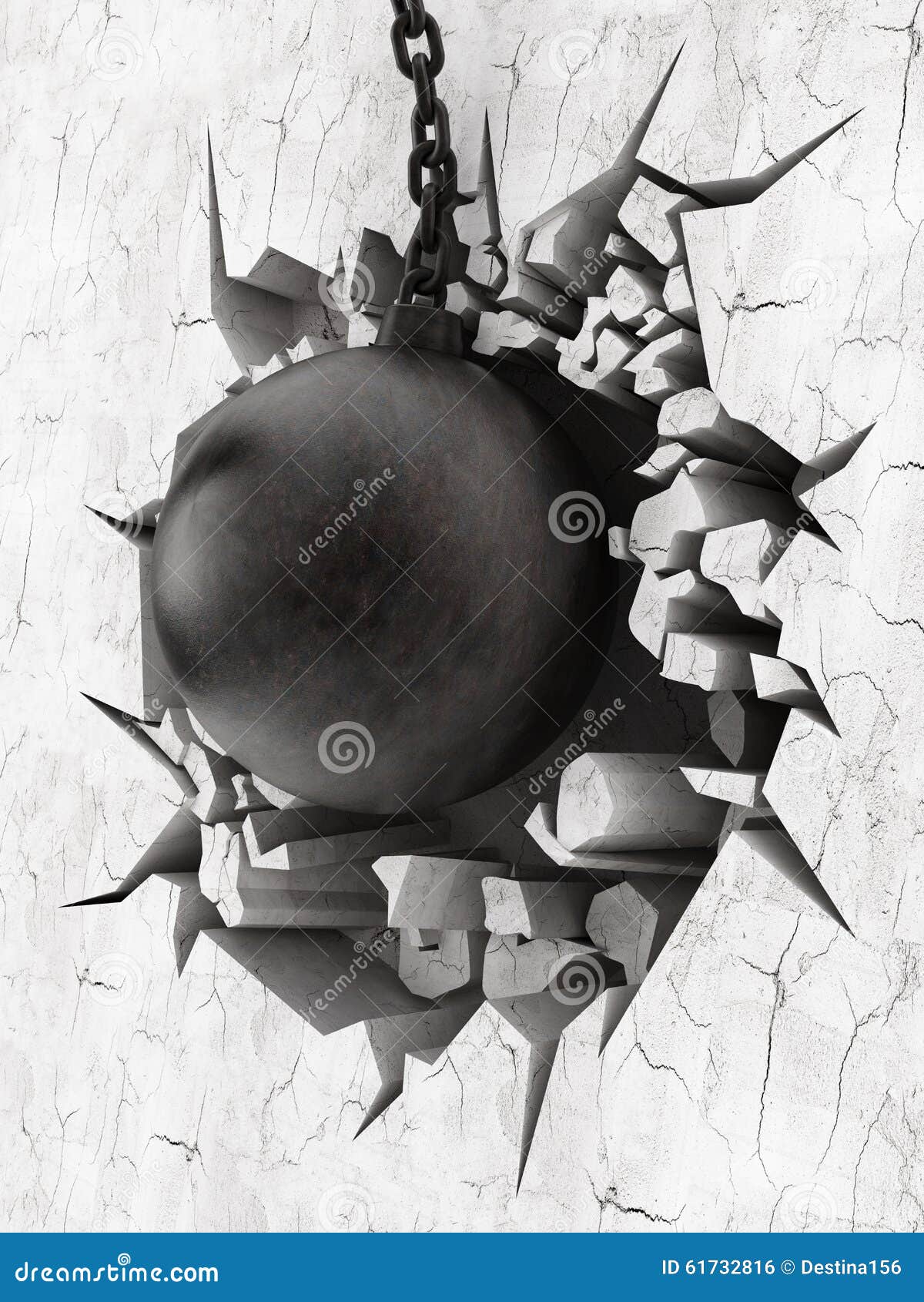 Wrecking Ball Demoslishes the Wall Stock Illustration - Illustration of ...