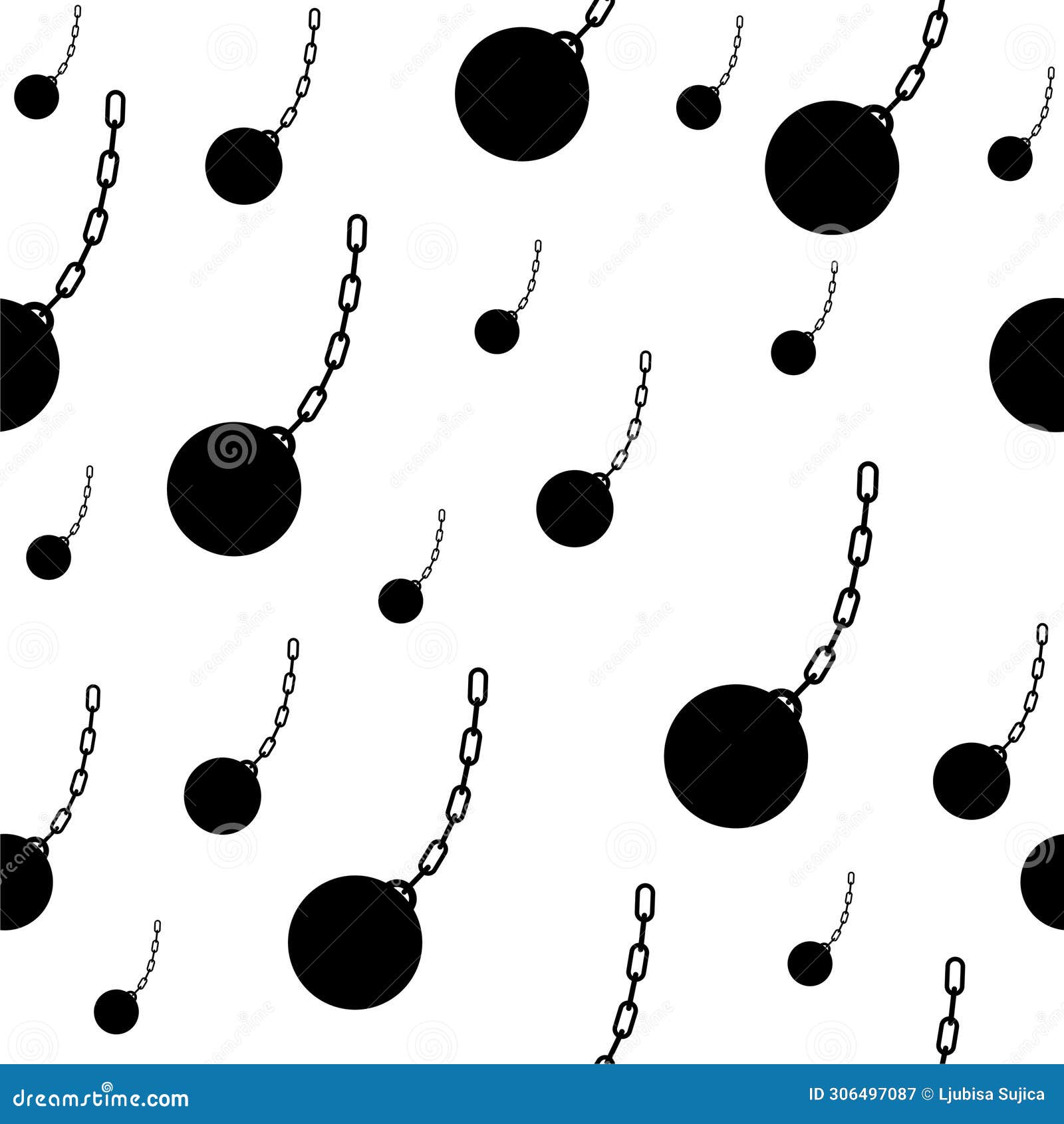 Wrecking Ball Hanging on Chains Seamless Pattern Isolated on White ...