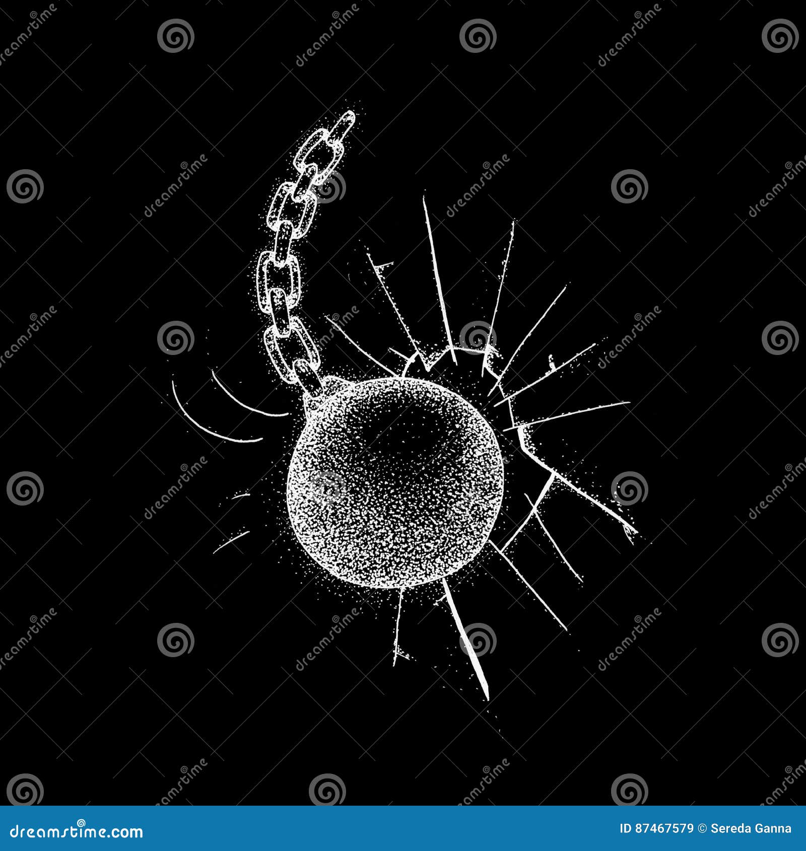 Wrecking Ball over Black stock illustration. Illustration of hole ...