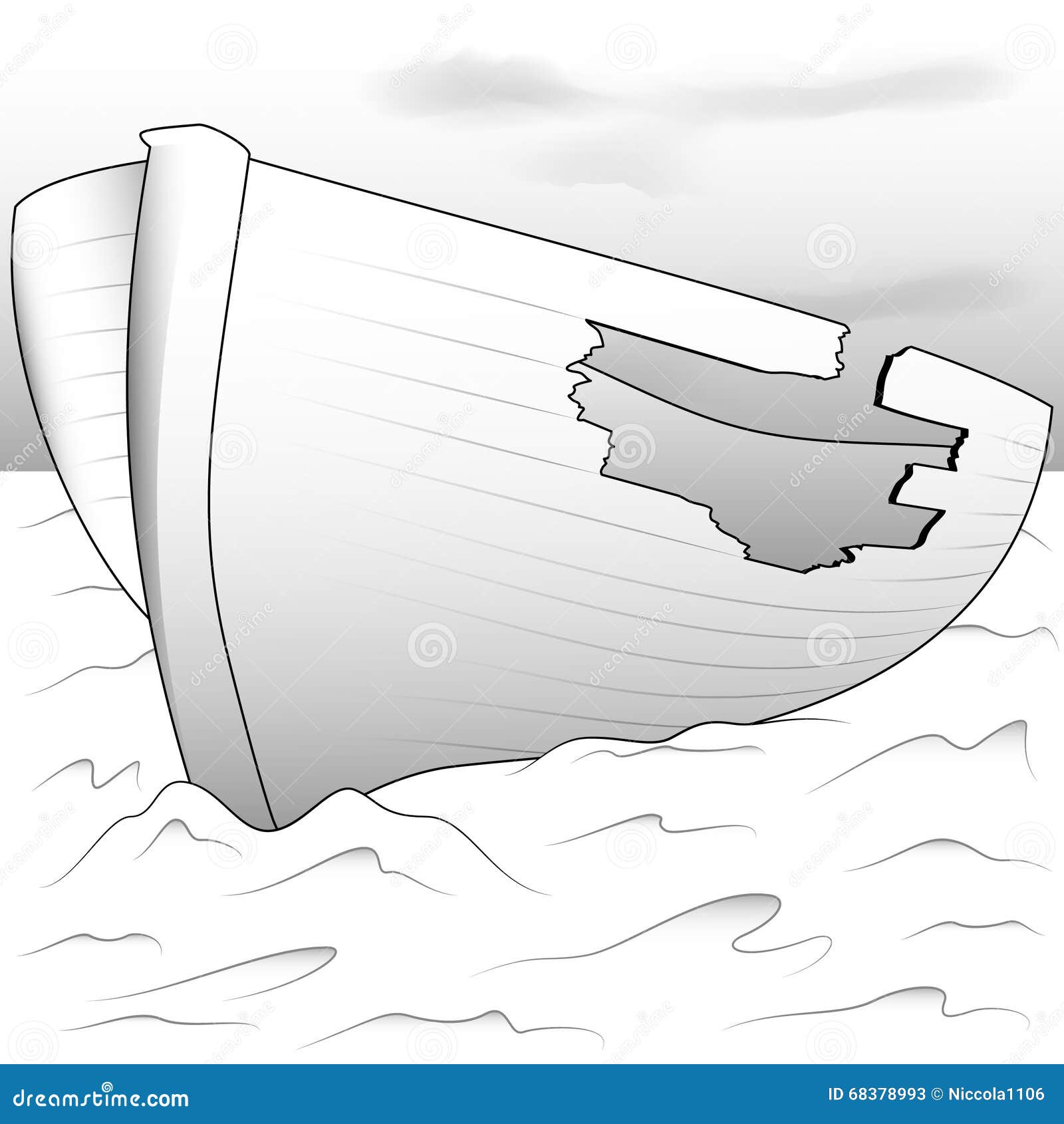 Wrecking Boat on Beach stock vector. Illustration of historical - 68378993