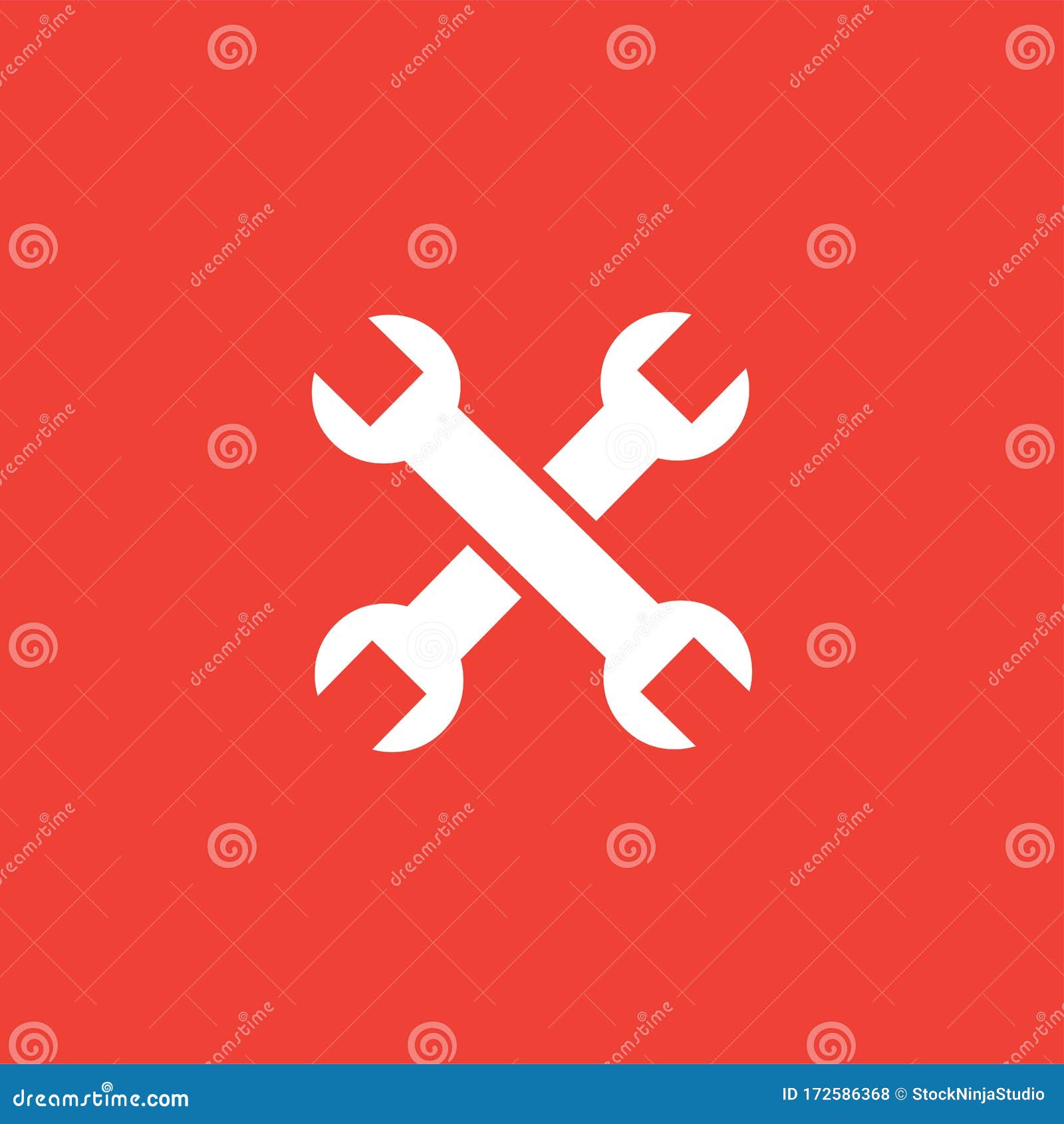 Wrench Crossed Red Icon on White Background. Red Flat Style Vector ...