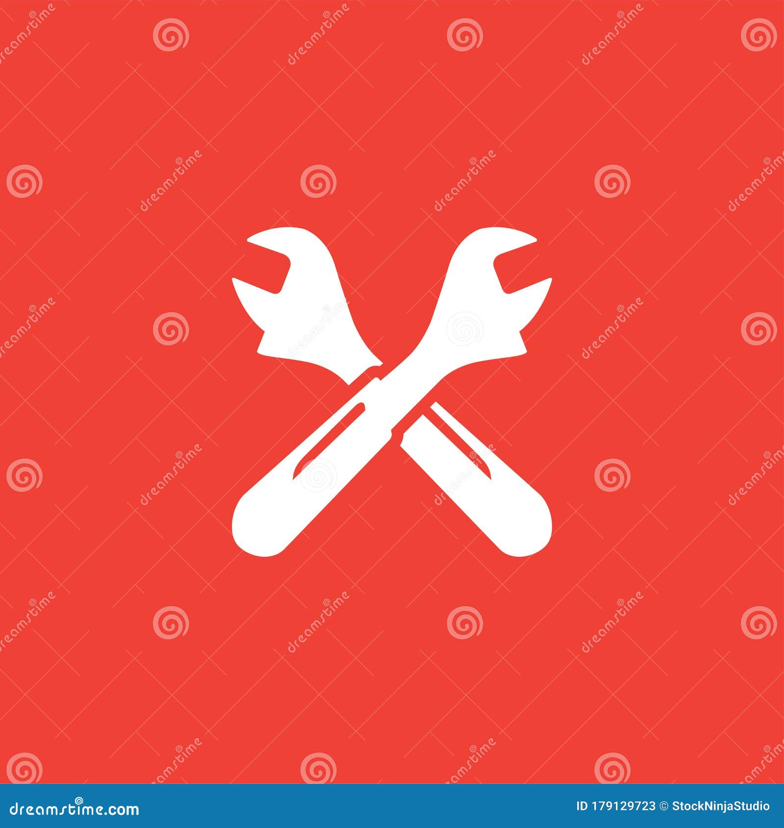 Wrench Crossed Red Icon on White Background. Red Flat Style Vector ...