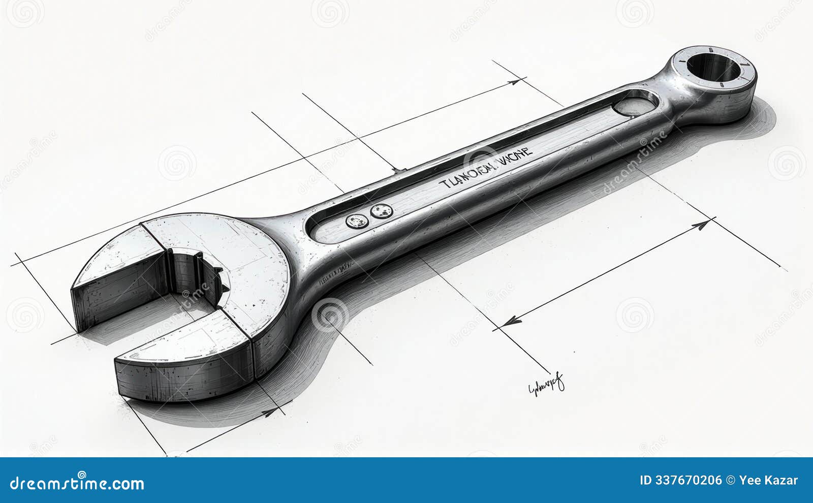 Wrench Drawing on Grid Paper. Stock Illustration - Illustration of grid ...