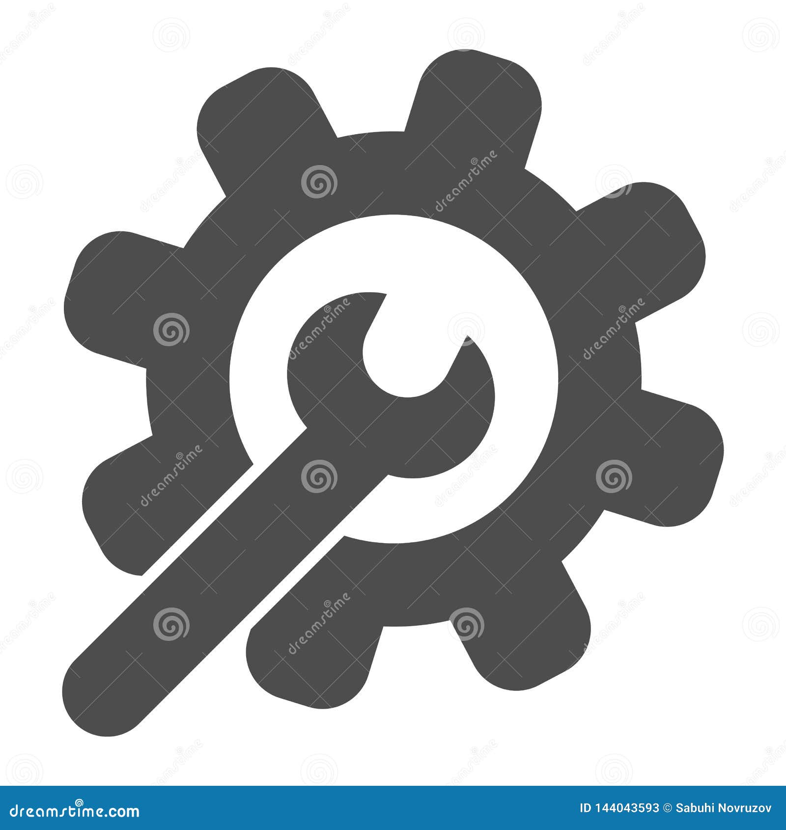 Wrench and Gear Solid Icon. Service Tools Vector Illustration Isolated ...