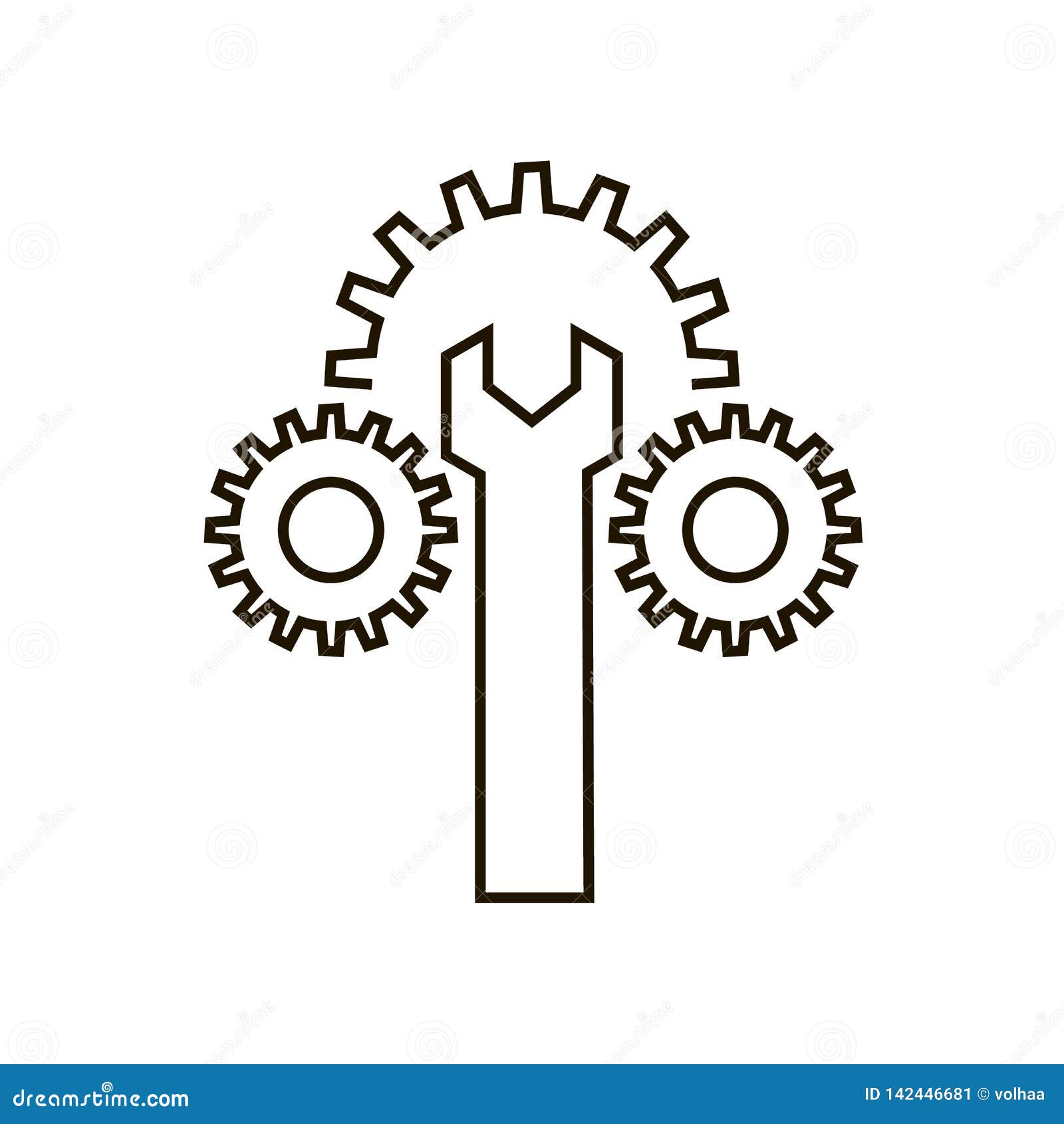 Wrench and Gear Vector Icon Stock Vector - Illustration of mark, line ...