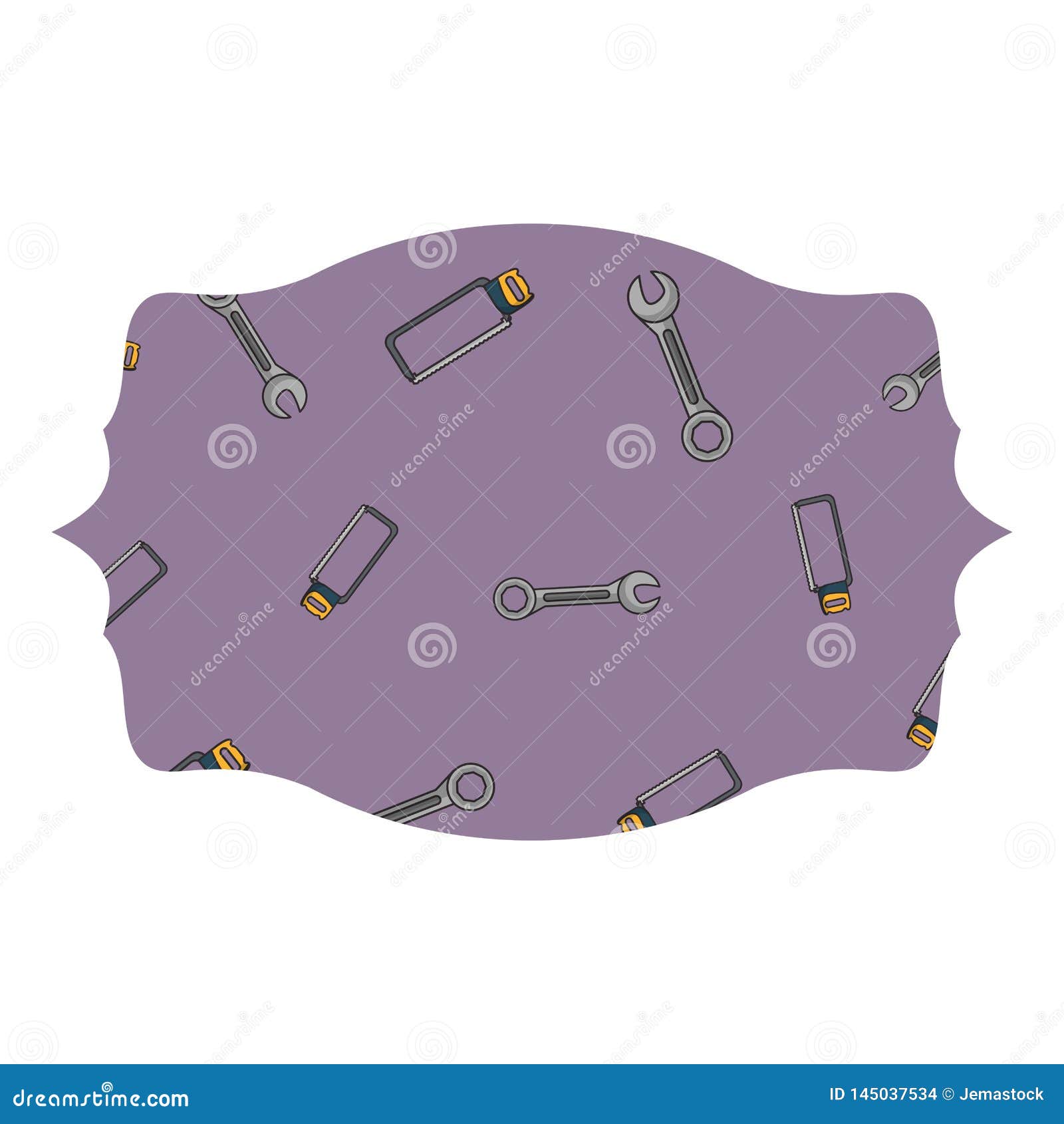 Wrench and Hacksaw Label Frame Stock Vector - Illustration of ...