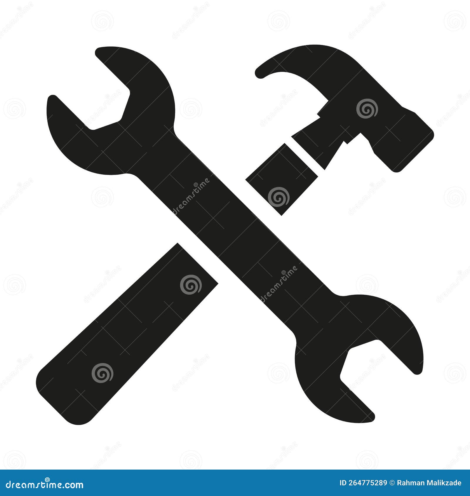 Wrench and Hammer, Tools Icon. Repair Tool Symbol Vector Illustration ...