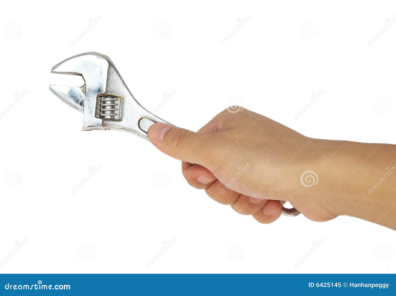 Wrench in hand stock image. Image of loosen, isolated - 6425145
