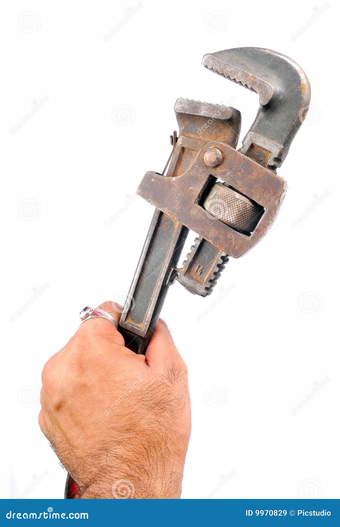 Wrench in hand stock image. Image of grip, inch, pliers - 9970829