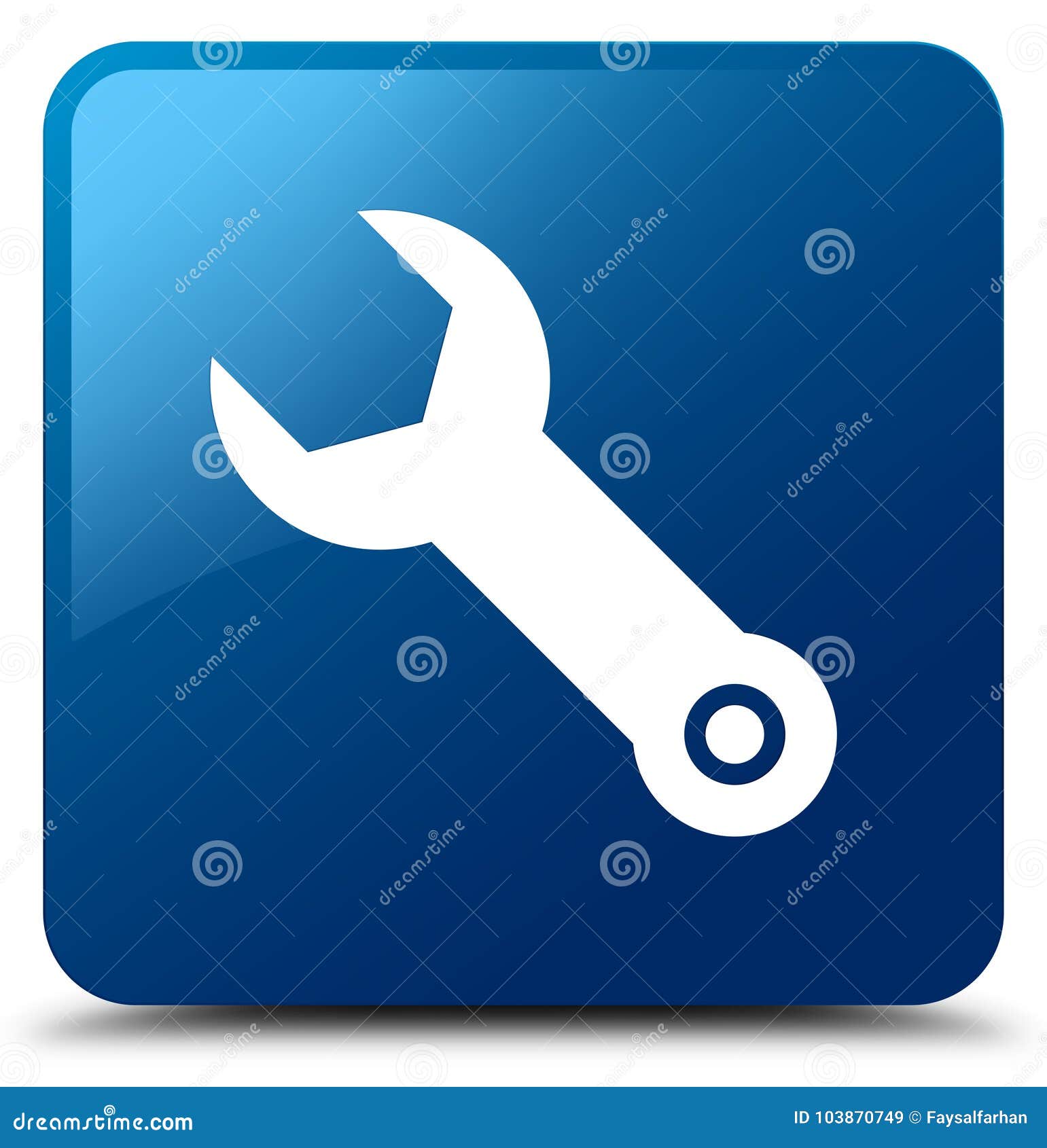 Wrench Icon Blue Square Button Stock Illustration - Illustration of ...